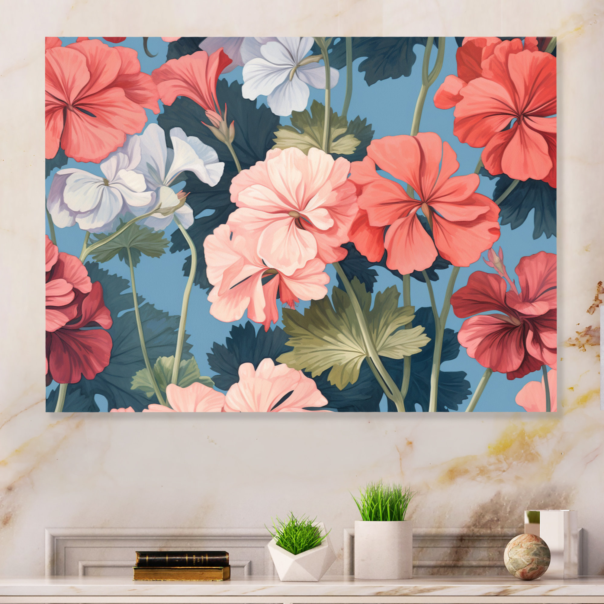 Red Barrel Studio® Coral Blue Geraniums Flower Euphony - Geraniums ...