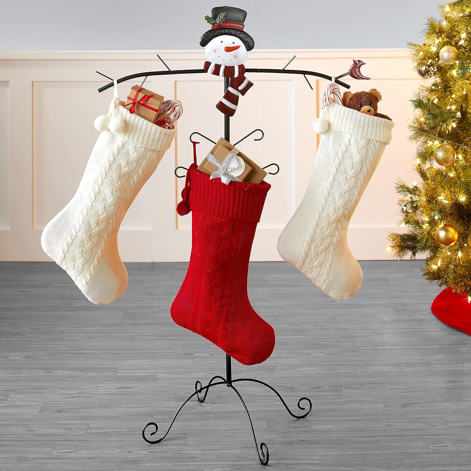 AMIBZ Freestanding Christmas Stocking Holder ,Snowman And Twig-Look ...