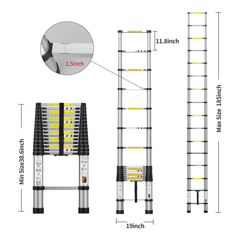 WFX Utility™ 16 - Step Aluminum Lightweight Folding Extension Ladder ...