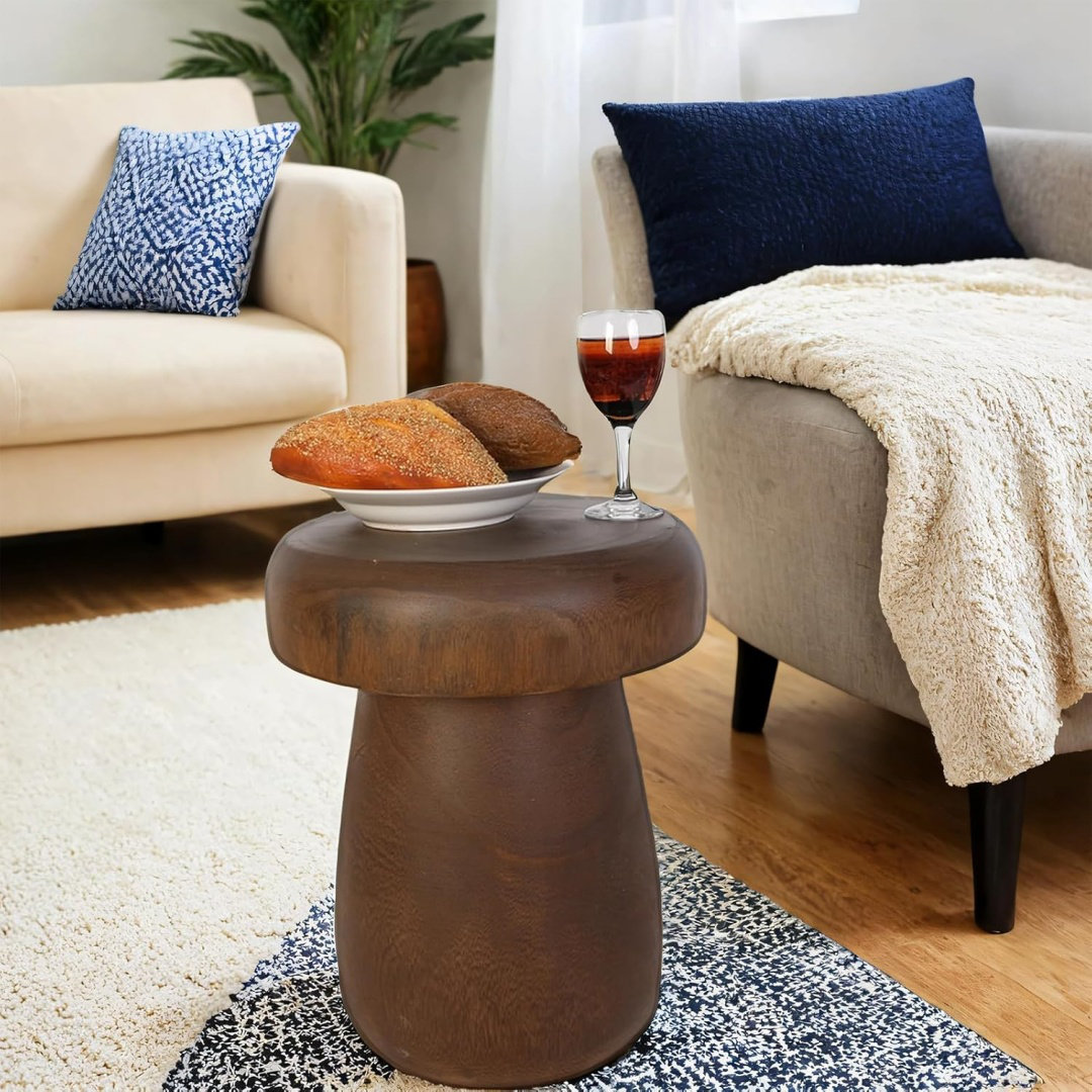 Latitude Run® Handmade Wood Side Table Tree Stump End Table Solid Wood Stool Plant Stand Rustic ...