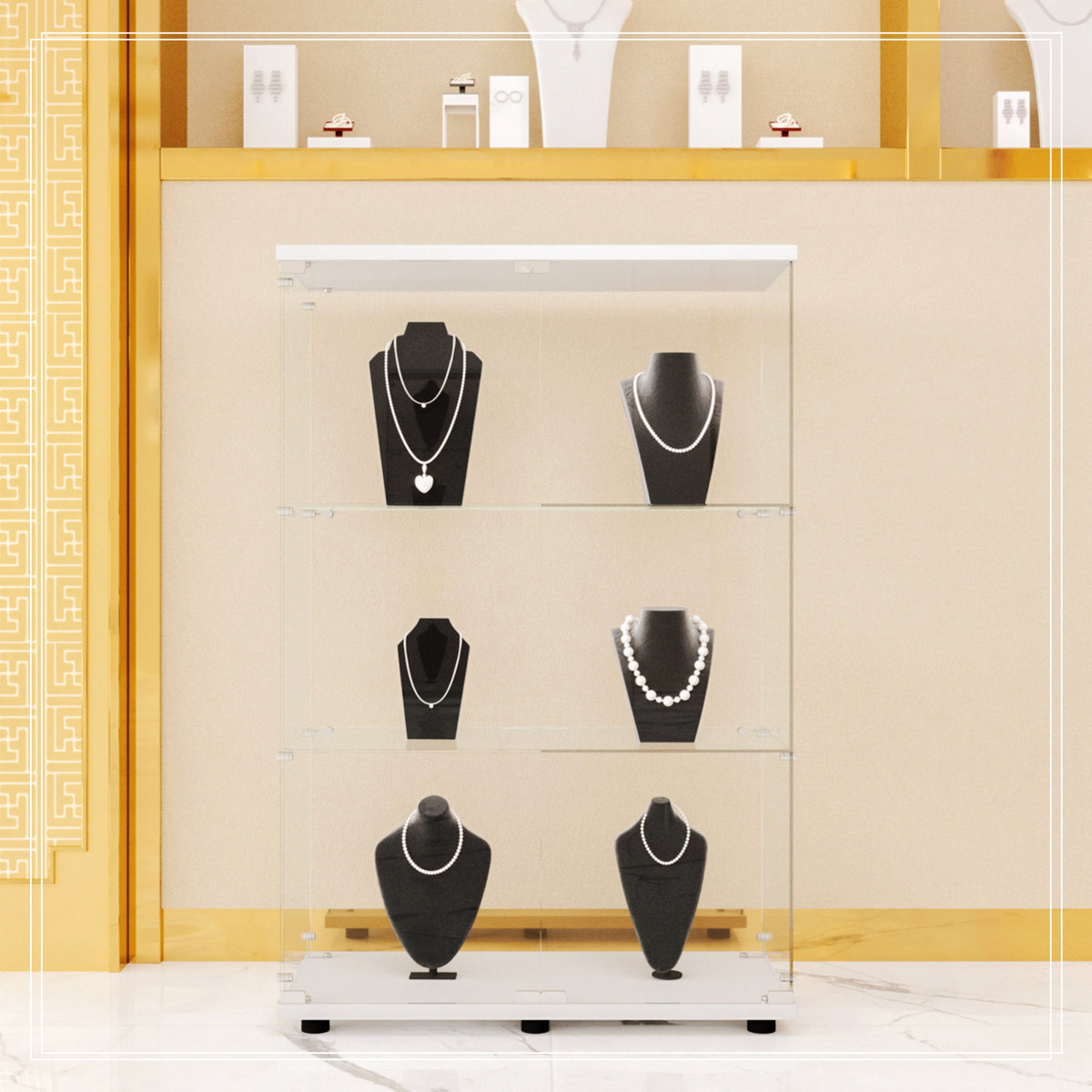 Delight Glass Display Stand,Glass Cabinet 3 Shelves with Door,Floor ...