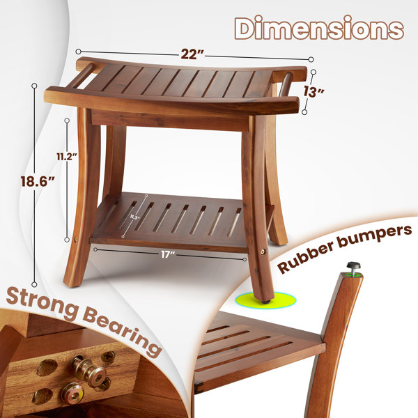 Lark Manor™ Acacia Wood Shower Benches For Inside Shower - Wooden ...
