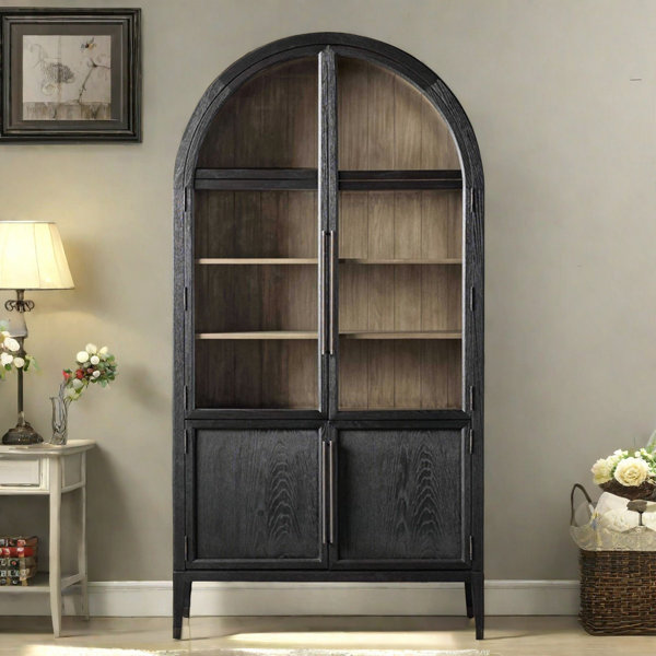 NICECABINET Retro Simple Black Solid Wood Bookcases | Wayfair