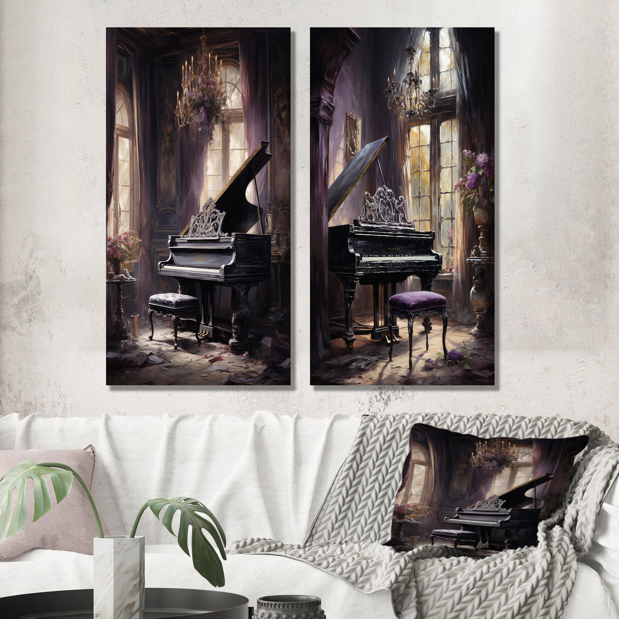 Winston Porter Gothic Piano Grandeur - Music Piano Canvas Wall Art Set ...