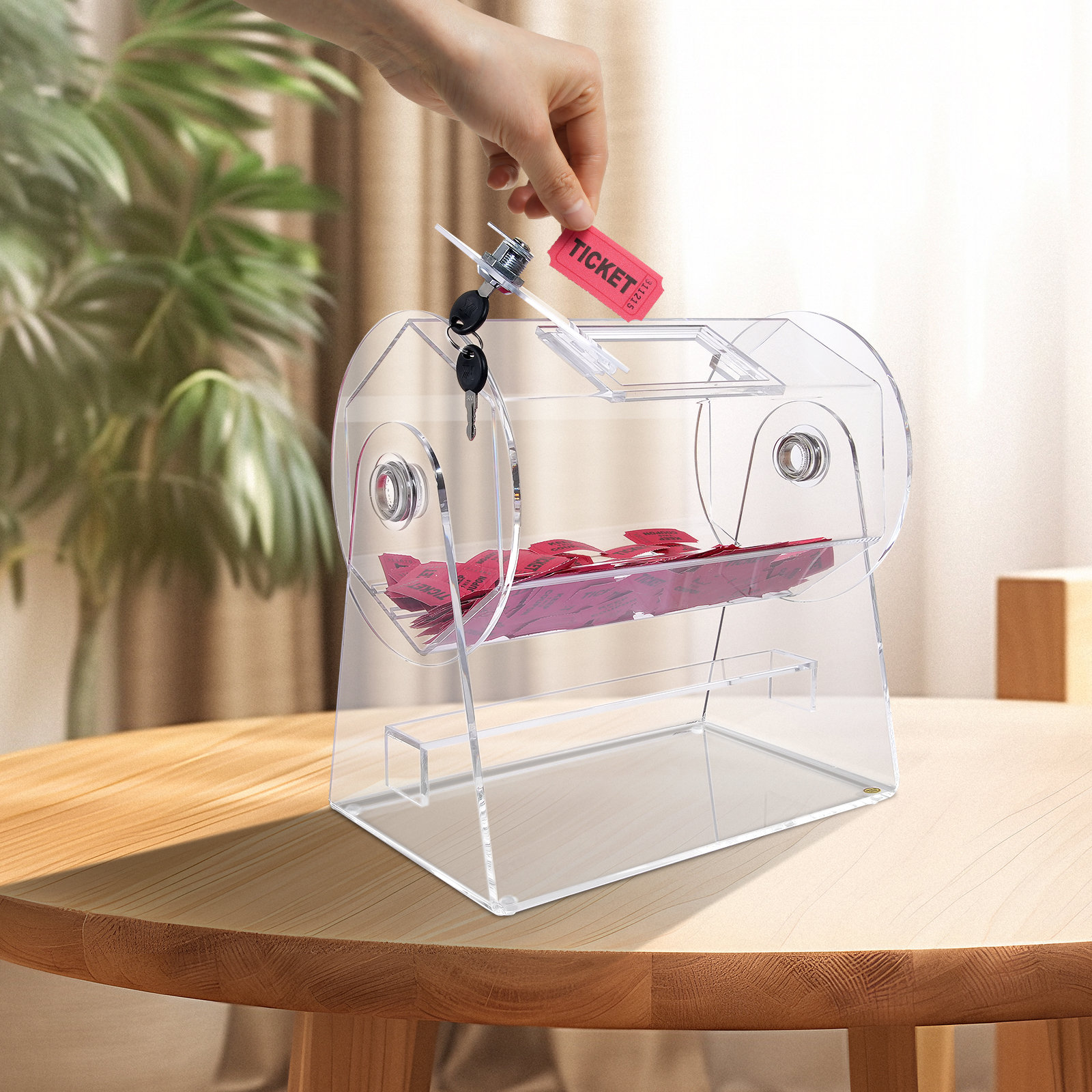 VEVOR Acrylic Raffle Drum, Professional Raffle Ticket Spinning Cage ...