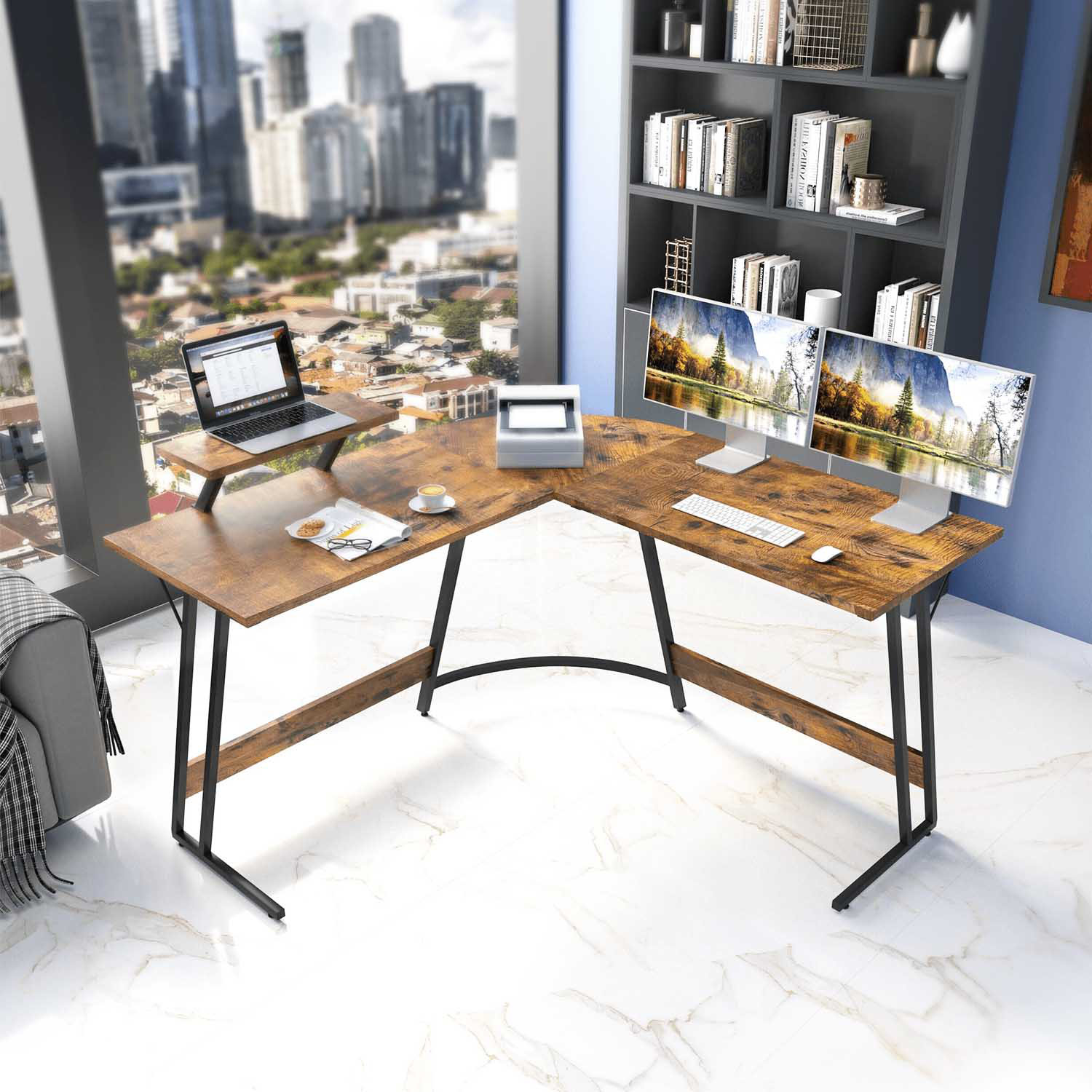 Inbox Zero Vanesa 51.18'' L Shaped Corner Computer Desk Home Office ...