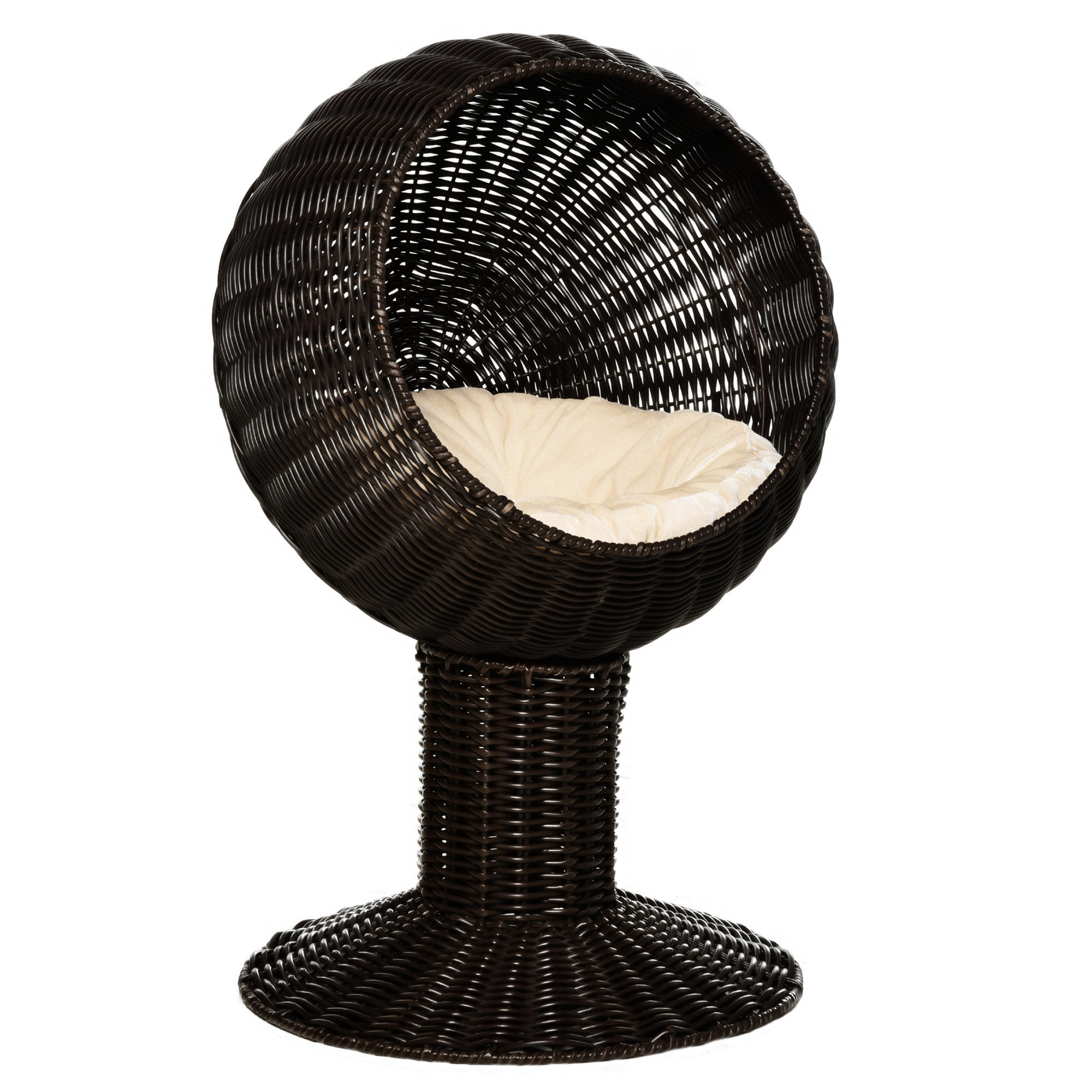 Bungalow Rose 27" Rattan Wicker Elevated Cat House Kitty Scratch House ...