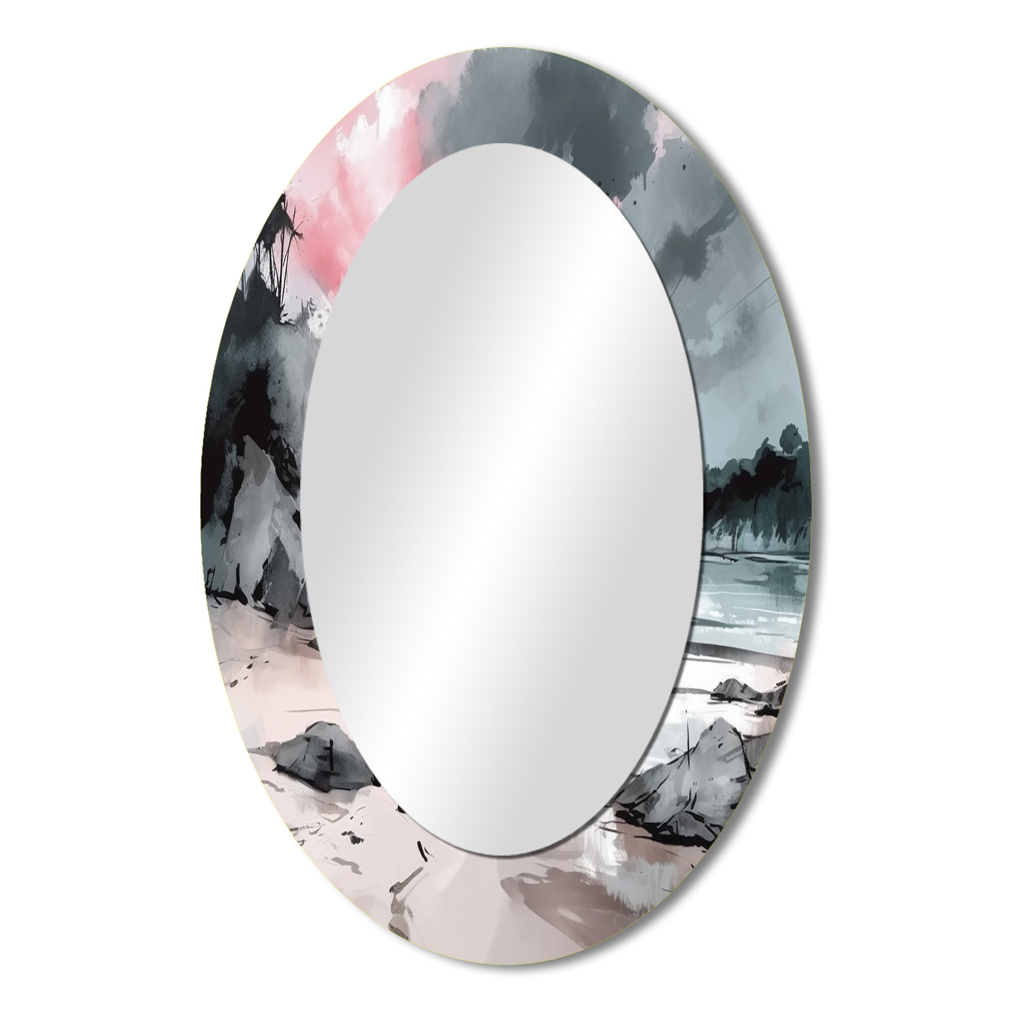 Dovecove Ocean'S Embrace II - Large Oval Wall Mirror On Metal | Wayfair
