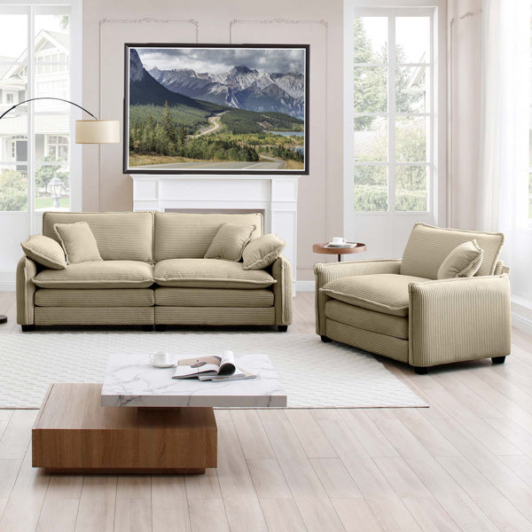 Latitude Run® Kaoruko Modern Living Room Sofa Two Pieces Set, Suitable ...