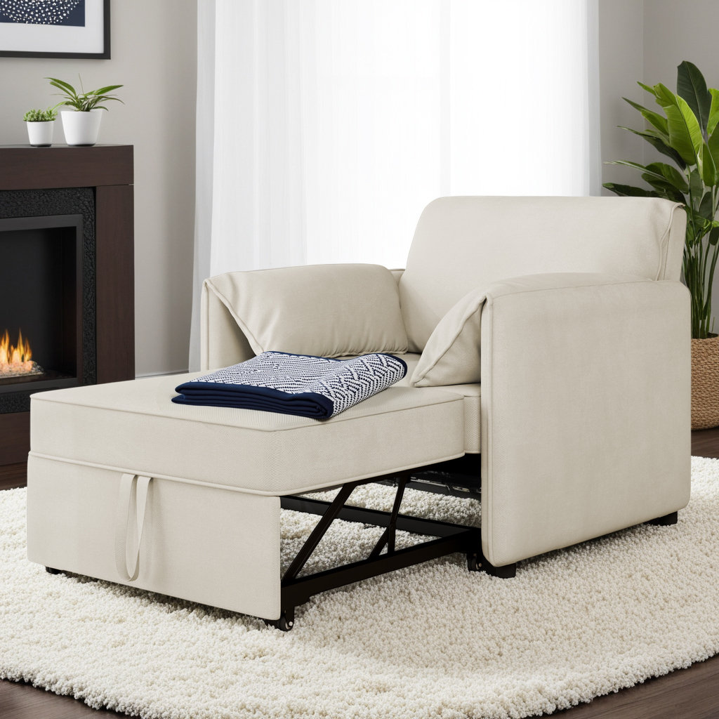 Latitude Run® 3-in-1 Convertible Sofa Bed, Multi-Functional Linen ...