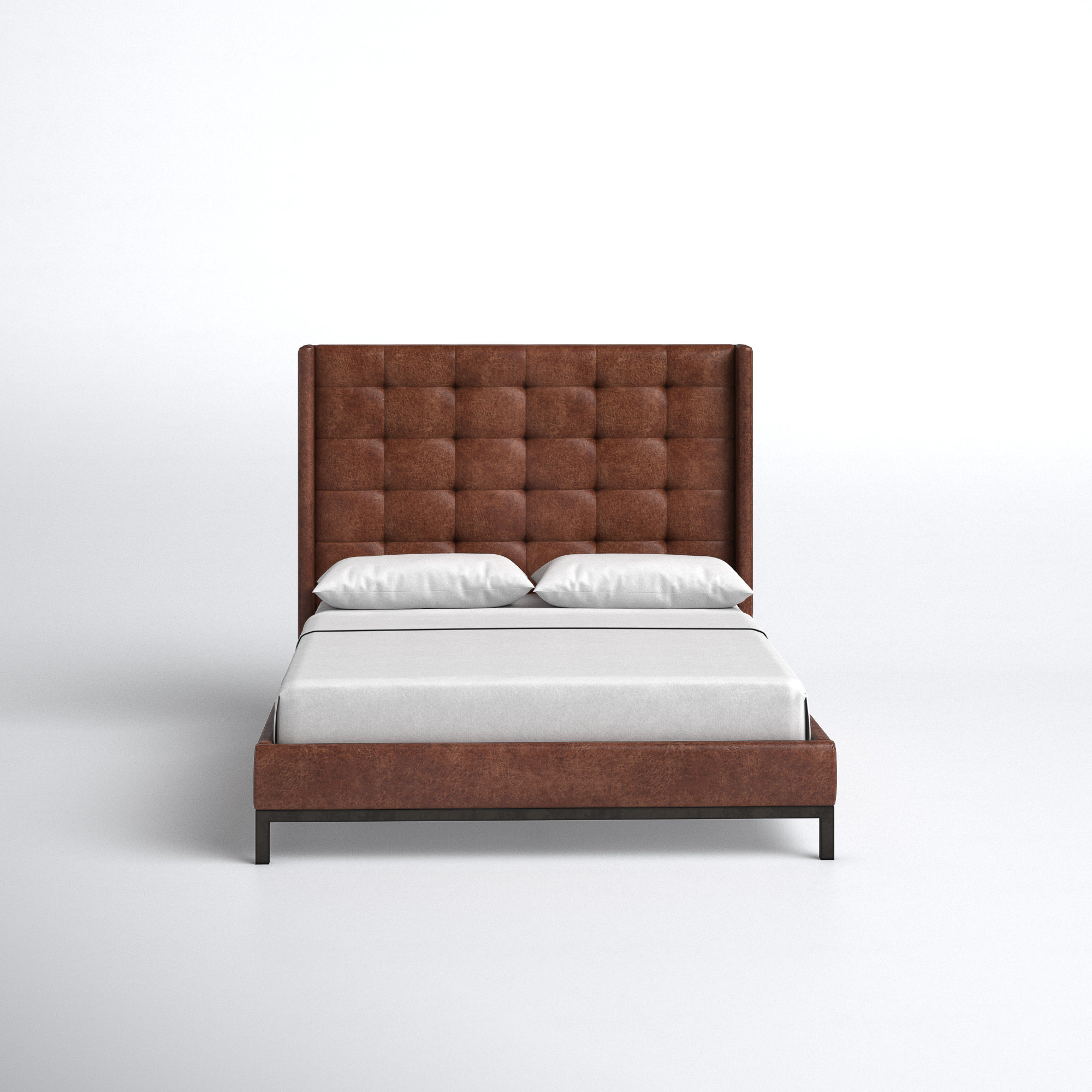 Joss & Main Atira Vegan Leather Metal Wingback Bed | Wayfair