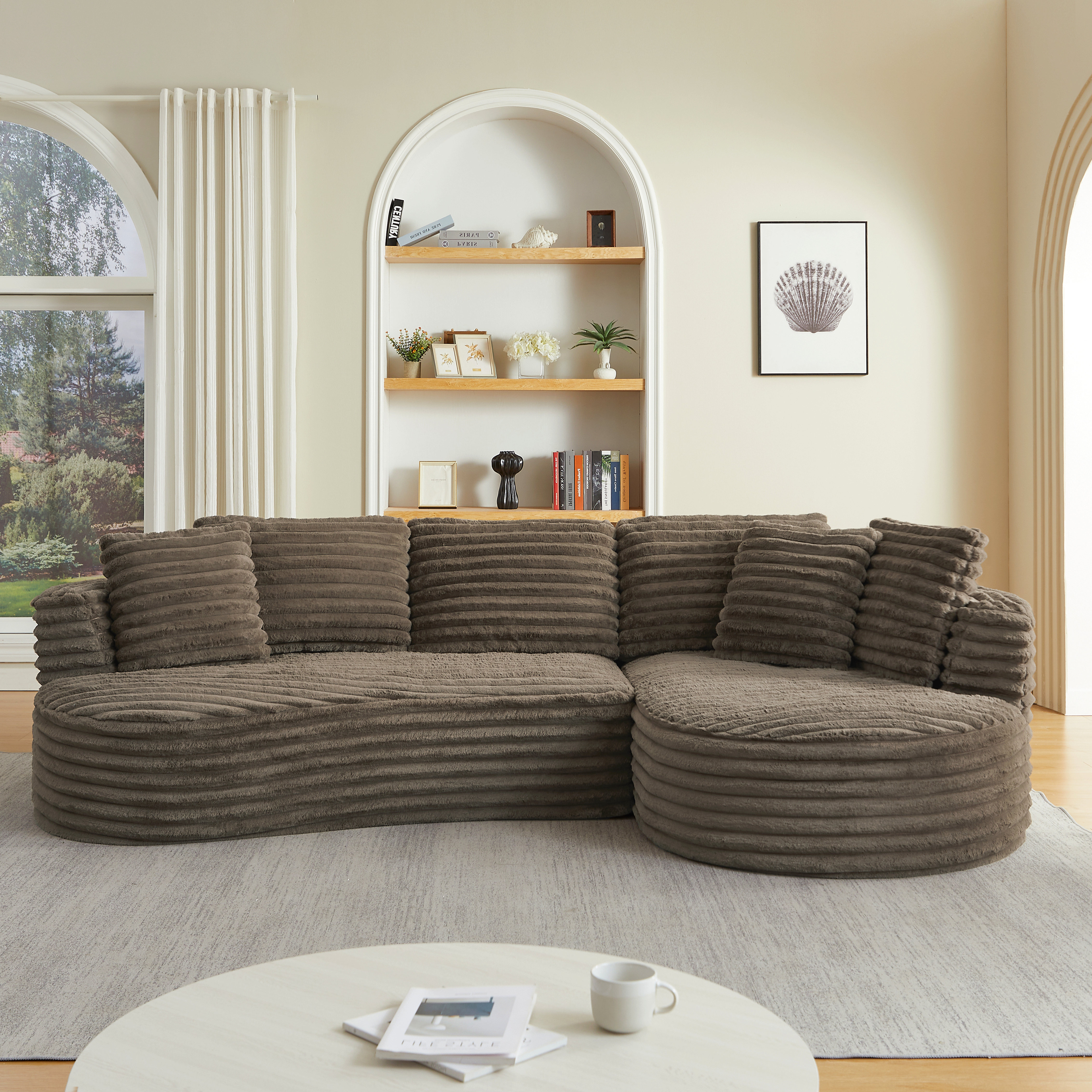 Wrought Studio™ Modern Curved L-Shape Luxury Sectional Oversized Sofa ...