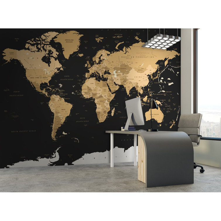 GK Wall Design Political World Map Maps 6.25' L x 112" W Paintable Wall ...