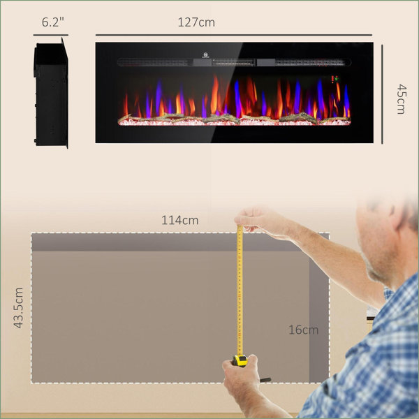 Symple Stuff Foyer électrique encastré / mural 50 po avec télécommande ...