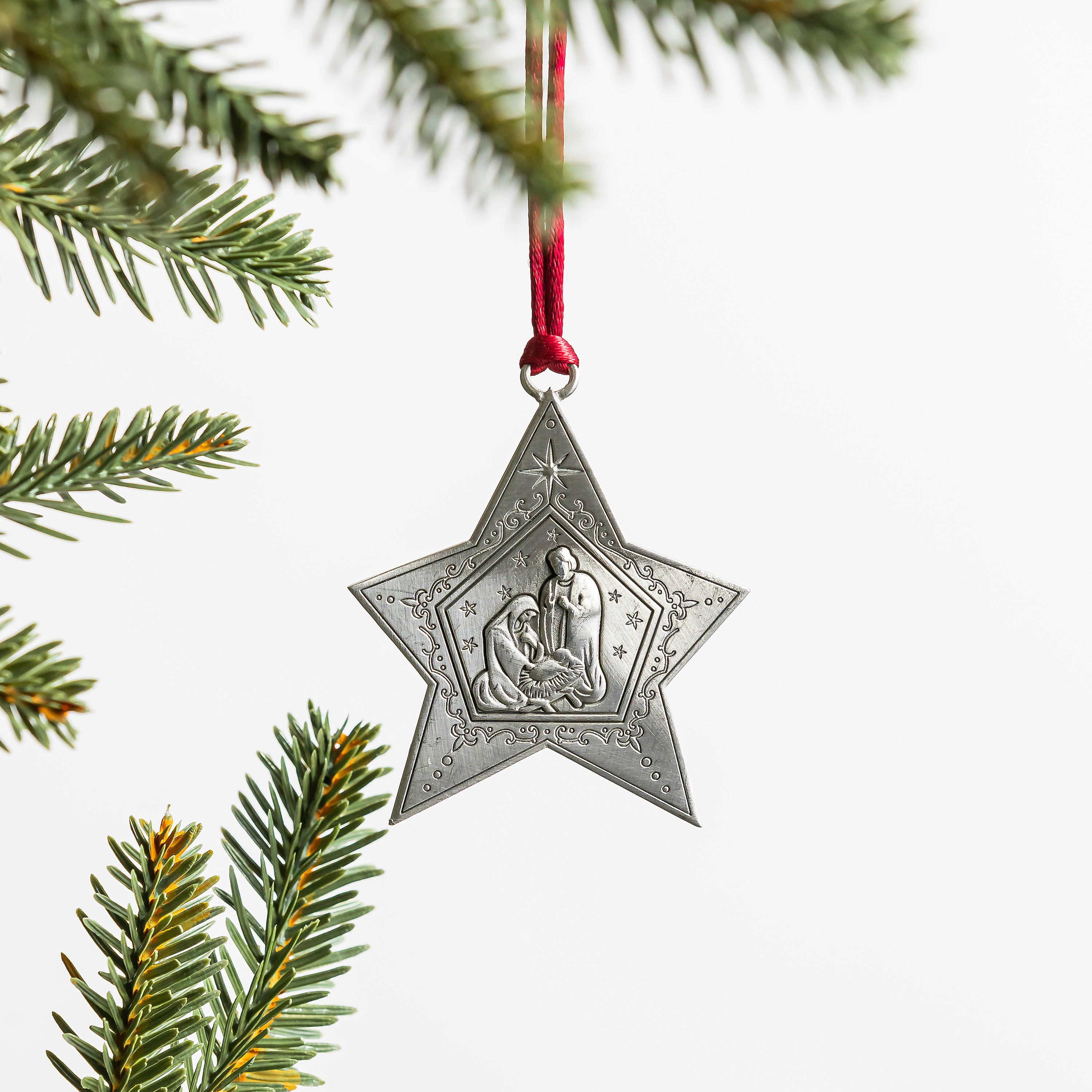 The Holiday Aisle® Solid Pewter Christmas Tree Ornament - Nativity ...