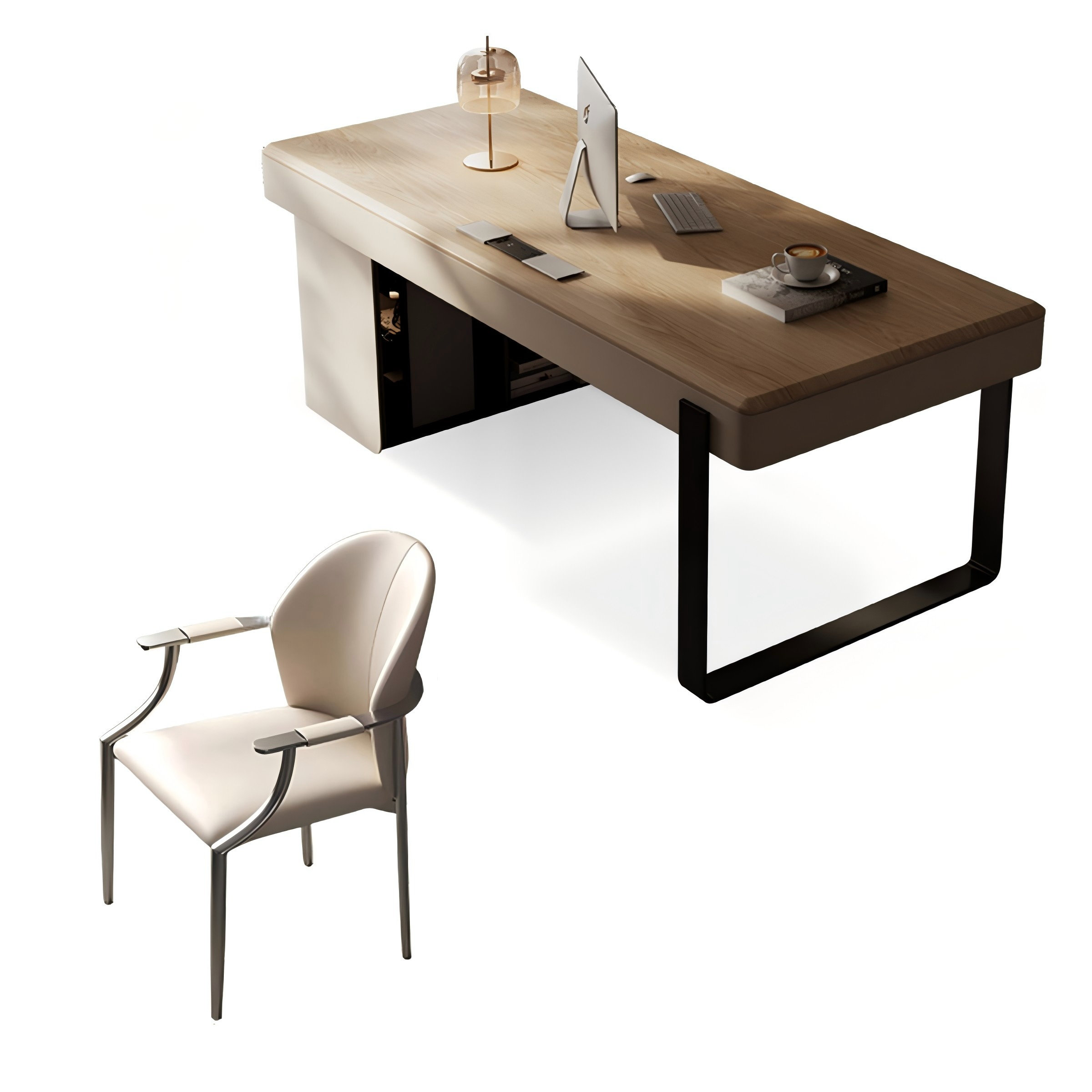 Tha Dream Team Modern Rectangular Natural Wood Solid Wood Office Desk ...