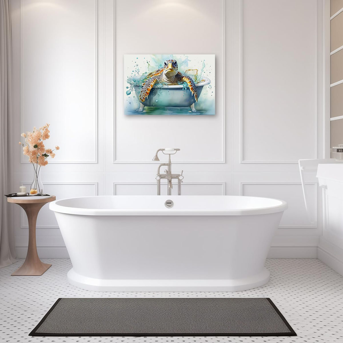 Trinx Sea Turtle Bathroom Wall Decor Sea Creature Canvas Wall Art Funny ...