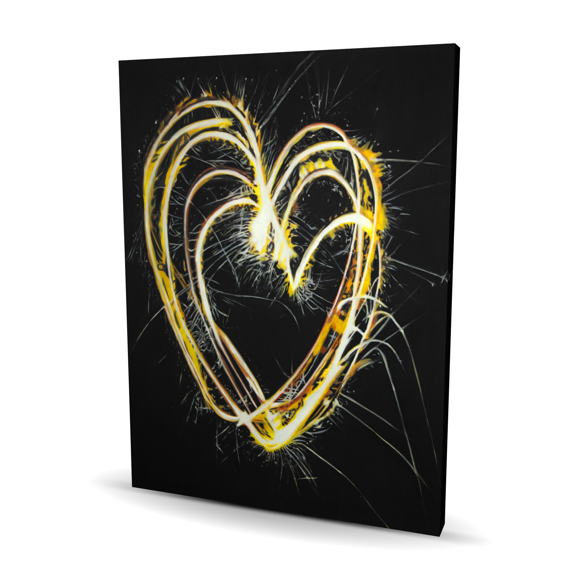 Red Barrel Studio® Fireworks Heart - Yellow Canvas Bedroom Decor for ...