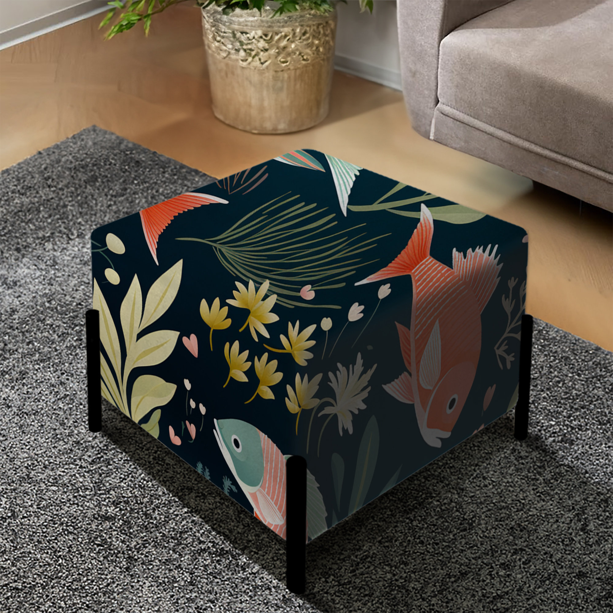 Design Art Tropical Fish Fiesta Coastal Pattern - Coastal Square ...