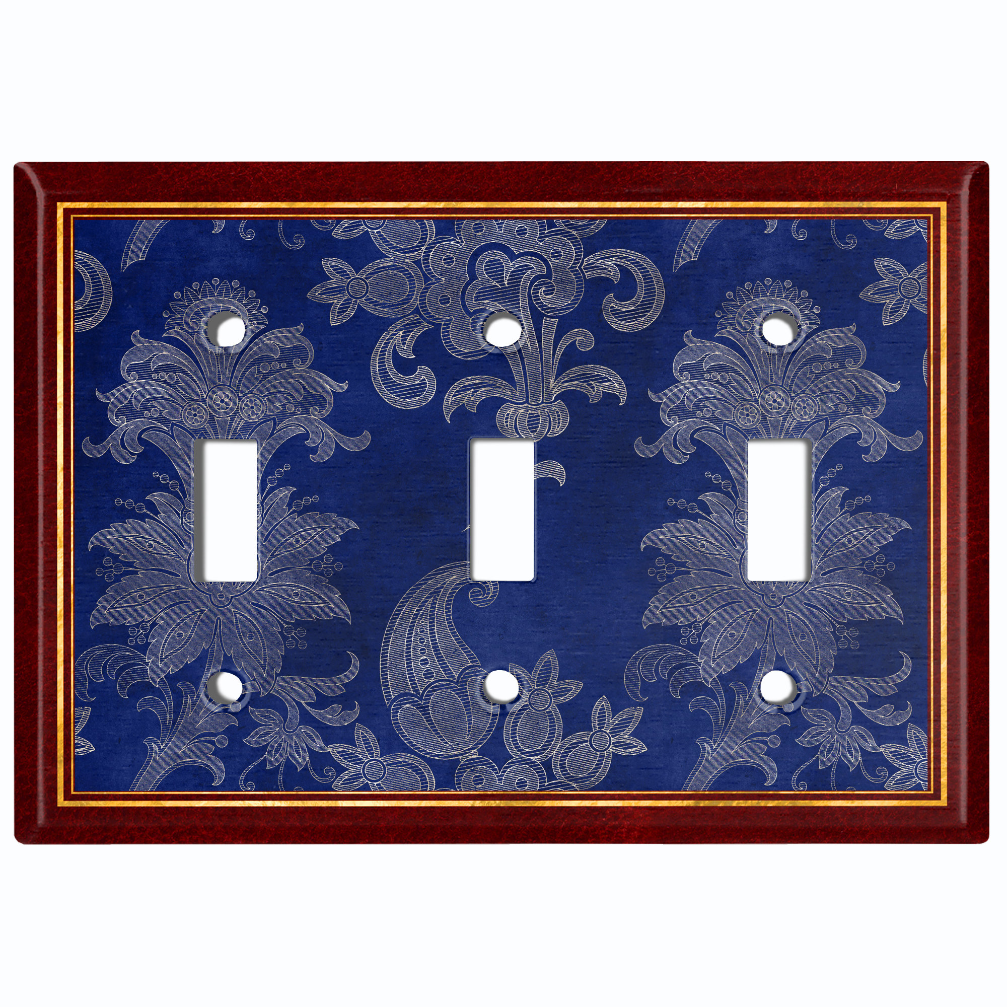 WorldAcc Elegant Flowers 3-Gang Toggle Light Switch Wall Plate | Wayfair