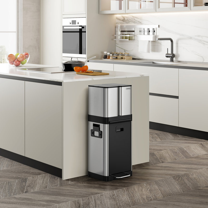 VonHaus Vertical Bins Step On Multi-Compartment Rubbish & Recycling Bin ...