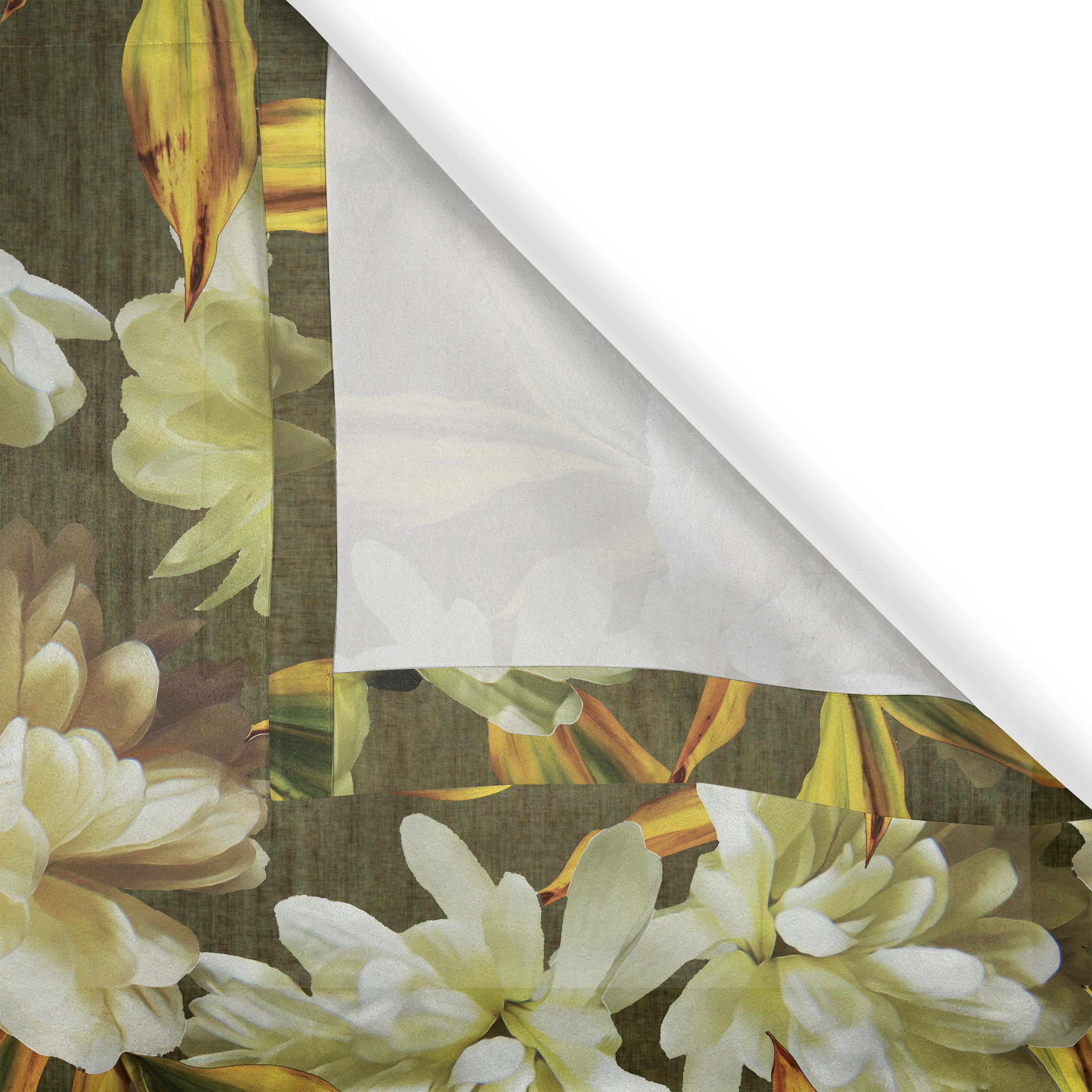 Ophelia & Co. Floral Design Grommet Curtain Spring White Asters 50" x ...
