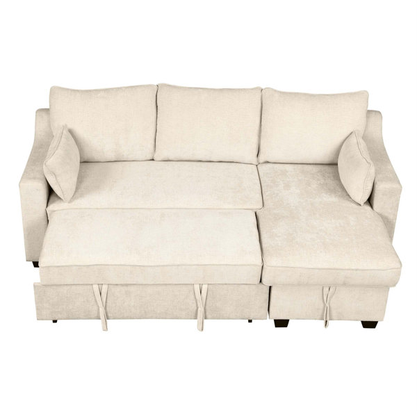 Hokku Designs Odina Pull Out Sleeper Sofa L-Shaped Couch Convertible ...