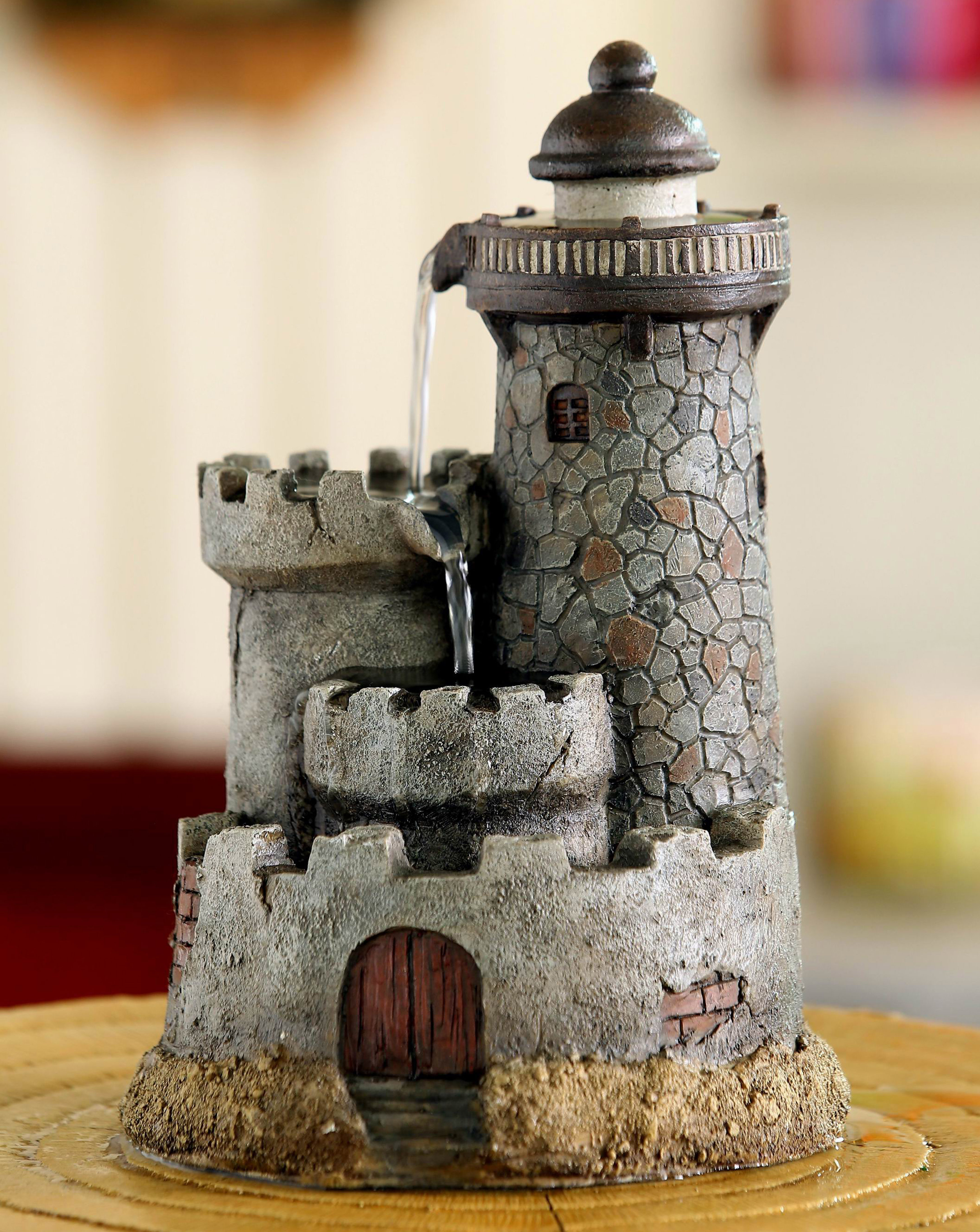 Fleur De Lis Living Resin/Fibreglass Lighthouse Tabletop Water Fountain ...