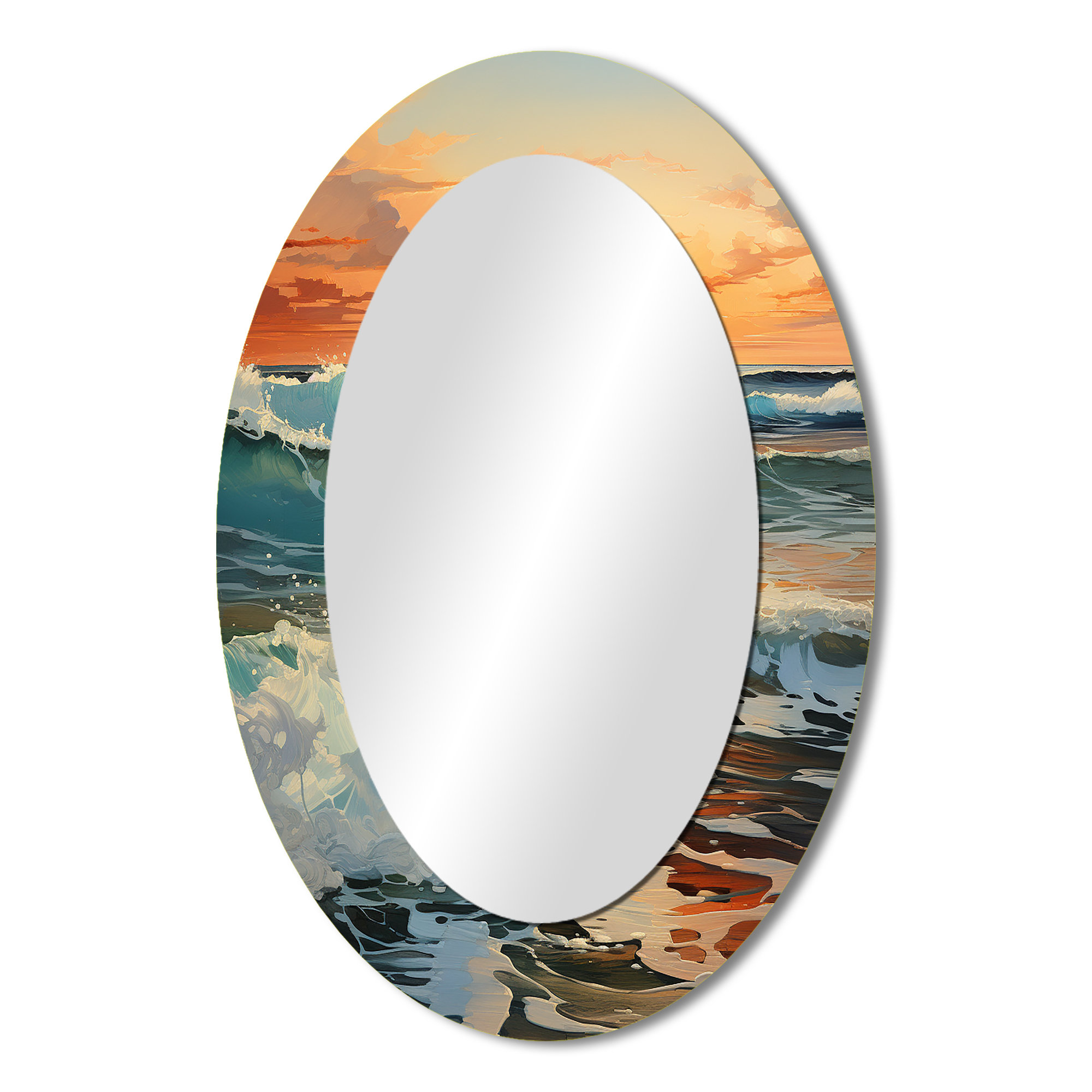 East Urban Home Beach Photo Seaside Reflections VIII - Coastal Oval ...