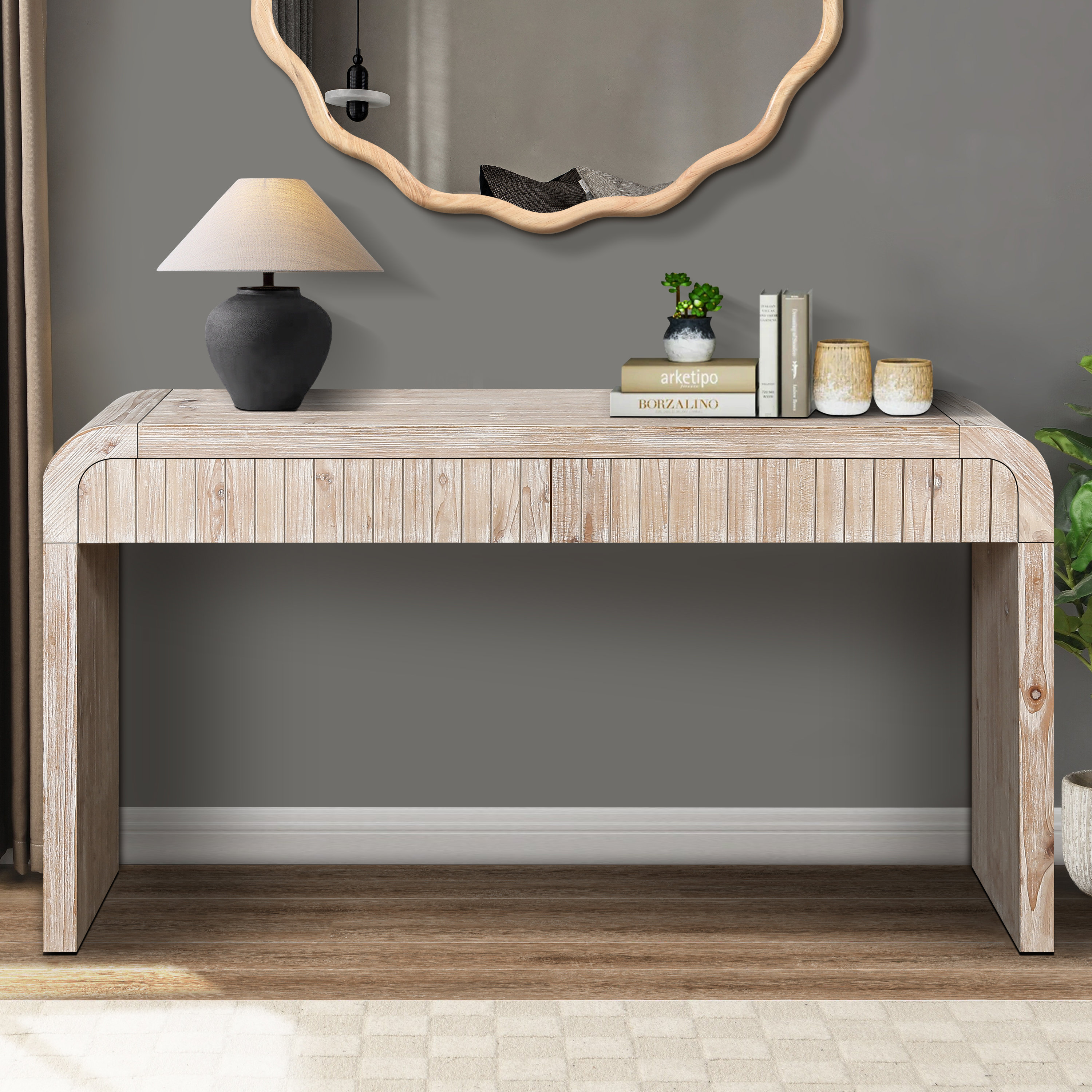 Gracie Oaks 59'' Vintage Crafted Entryway Table Two Hidden Handle ...