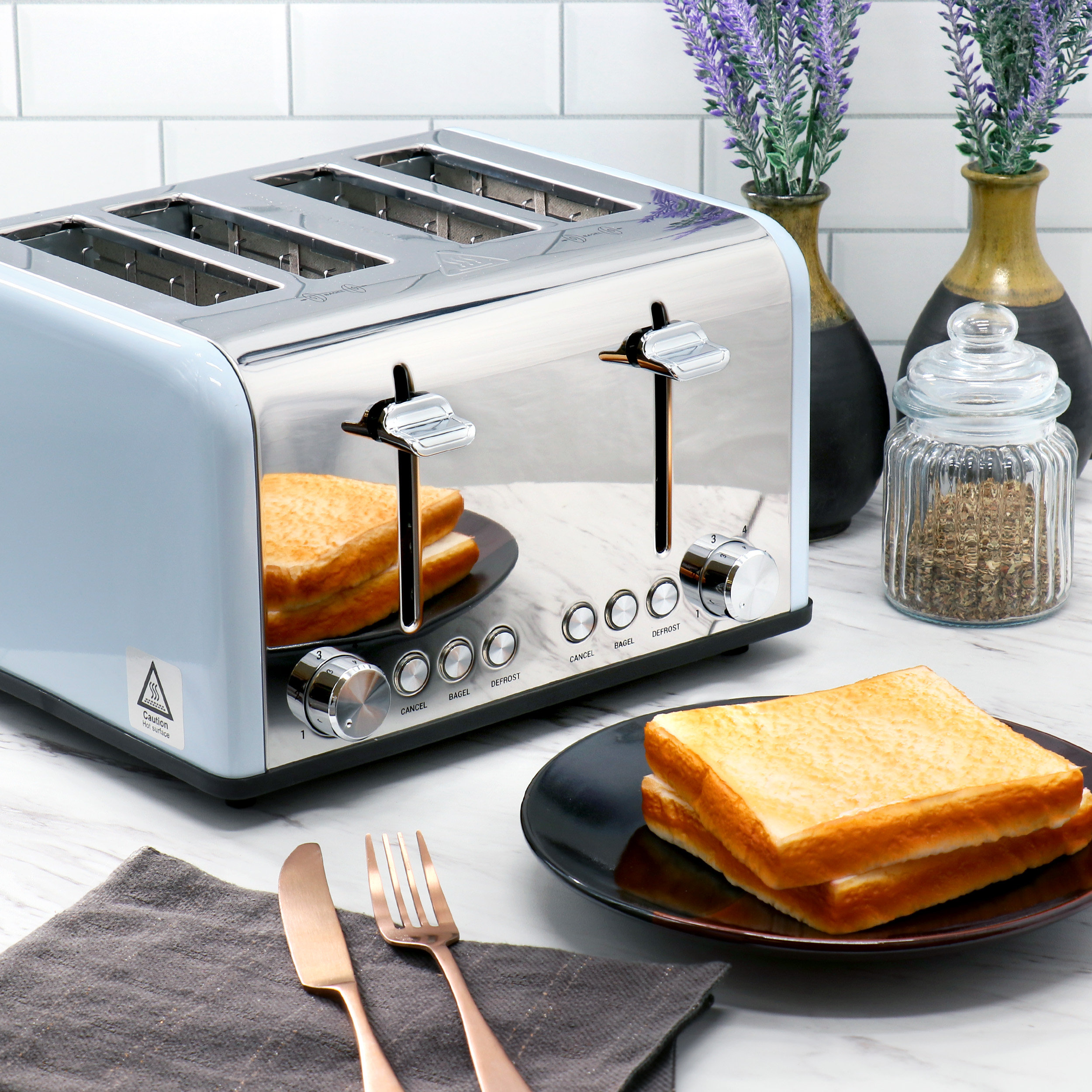 Redmond 4-Slice Extra Wide Slot 1650W Stainless Steel Toaster in Light ...