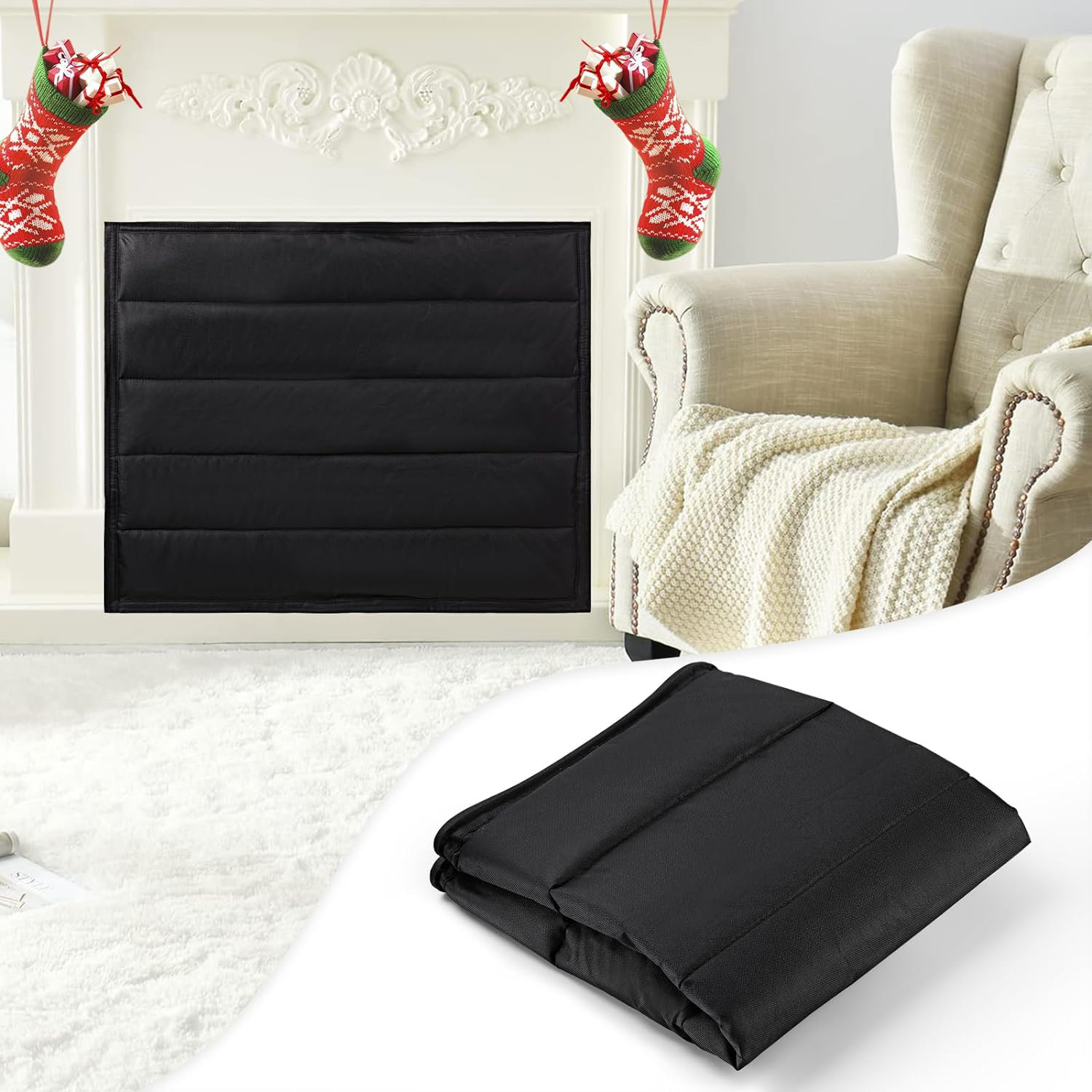 Symple Stuff Magnetic Fireplace Cover, Indoor Vent Insulation Draft ...