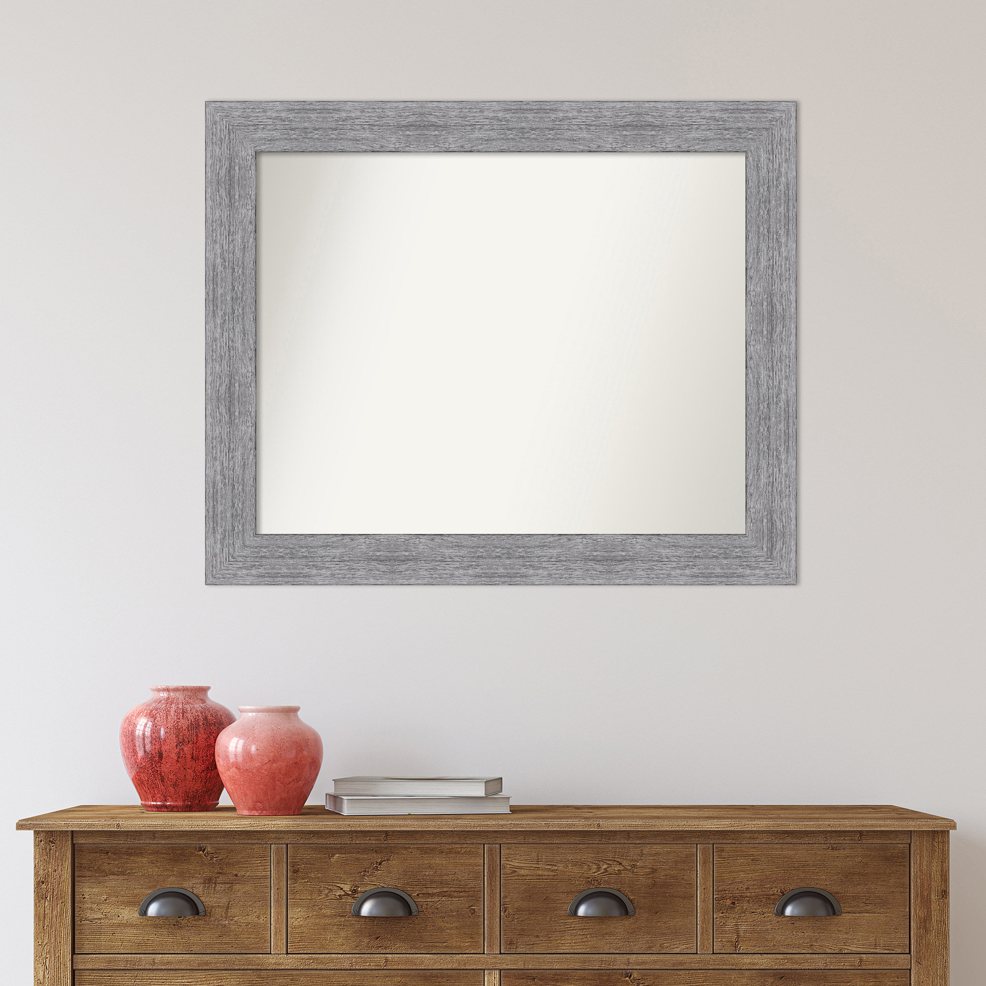 Gracie Oaks Bark Rustic Grey Bathroom Vanity Non-Beveled Wall Mirror ...