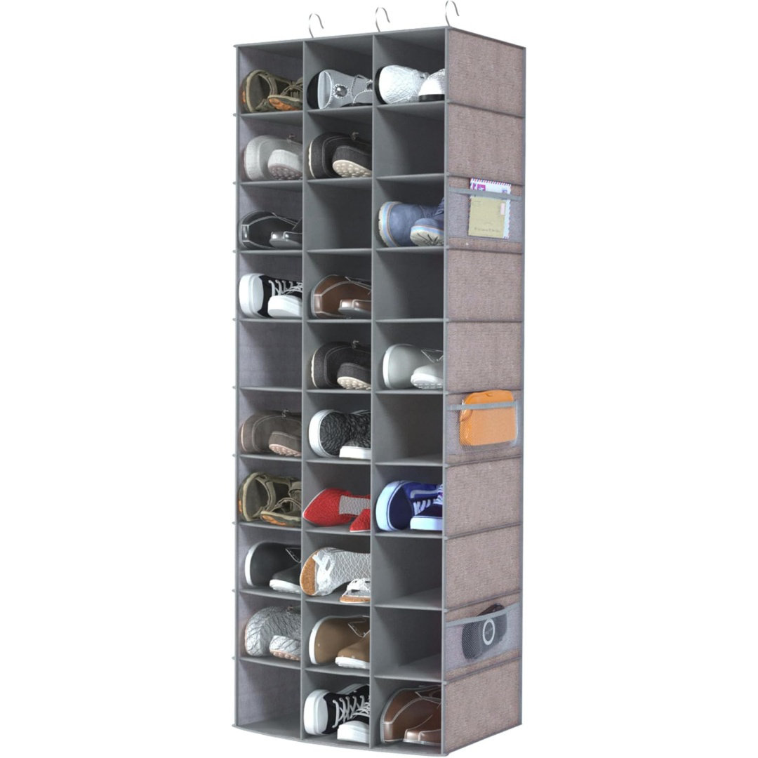 Rebrilliant Hanging Shoe Organizer, 30 Sections Hanging Shoe Organizer ...