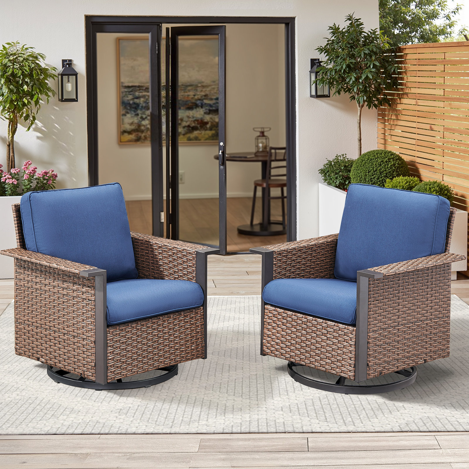 Highland Dunes Outdoor Swivel Rocker Patio Chairs - All-Weather Patio ...