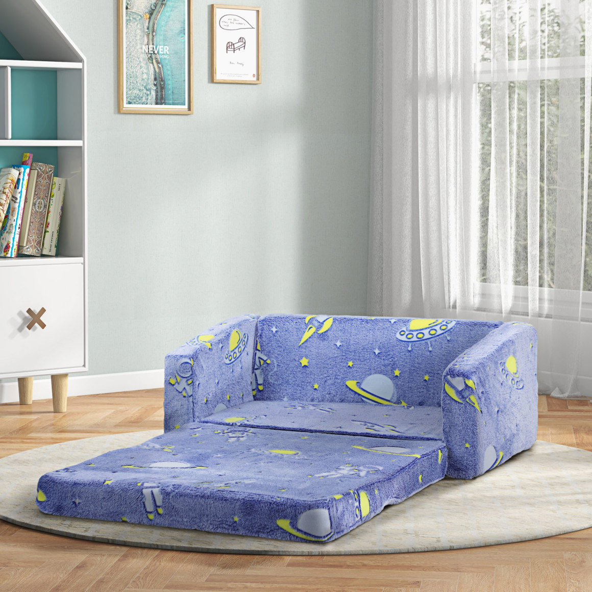 Wrought Studio™ Qaba 2 In 1 Kids Sofa Chair, Toddler Couch With Glow In ...