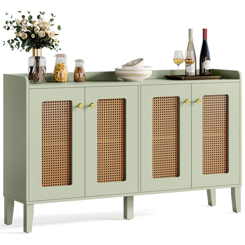 Bay Isle Home™ 59" Green Rattan Sideboard Buffet Cabinet | Wayfair