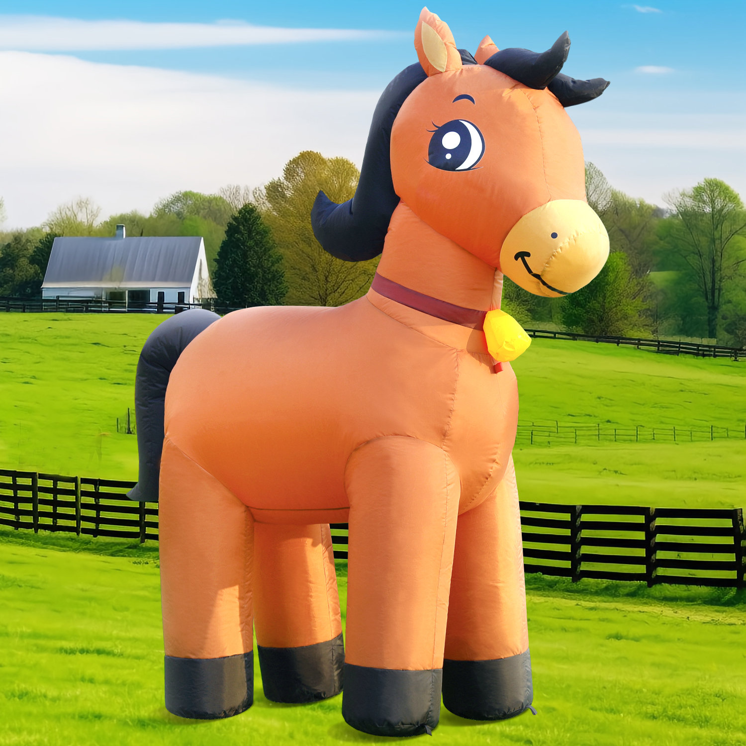 The Holiday Aisle® Christmas Horse Inflatables Blow Up Animals Cute ...
