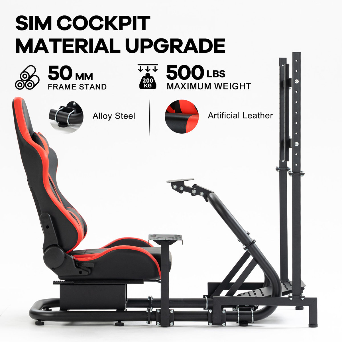 Anman Sim Racing Cockpit TV Stand & Seat Fit Logitech G920 Thrustmaster ...