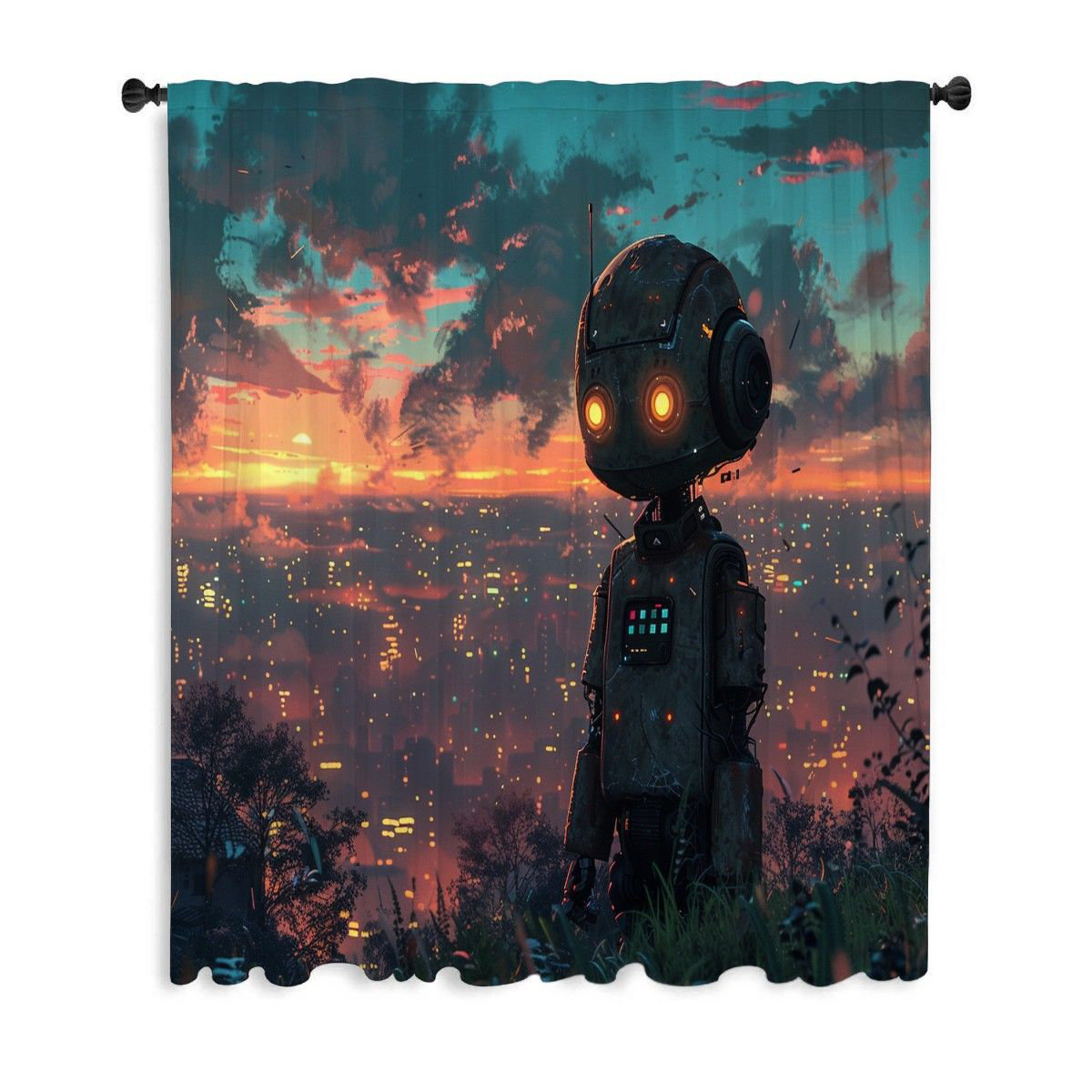 East Urban Home Robot Window Curtains, Futuristic Blockout & Sheer ...