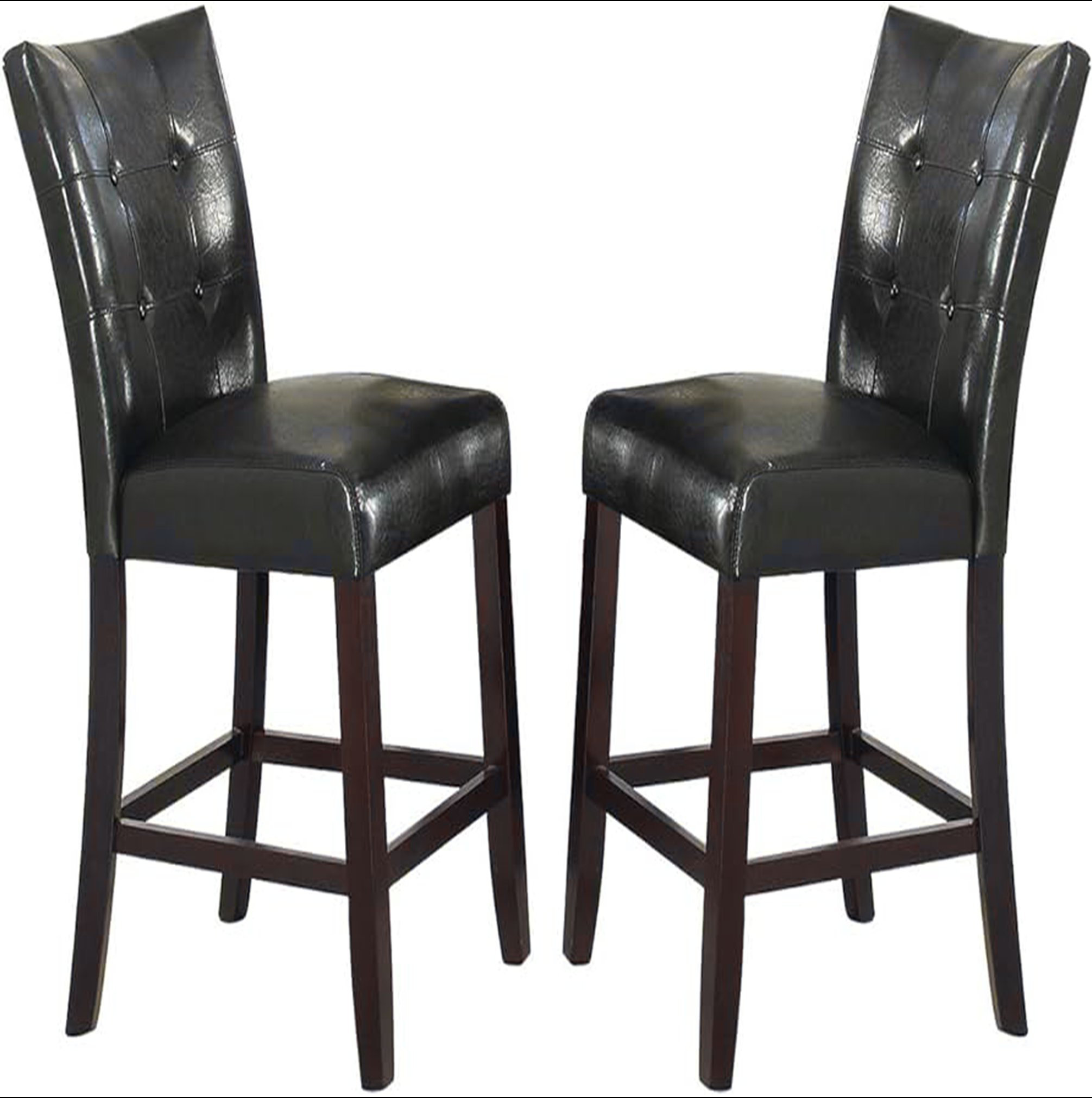 One Allium Way® Modern Counter Height Chairs Black Faux Leather Tufted ...