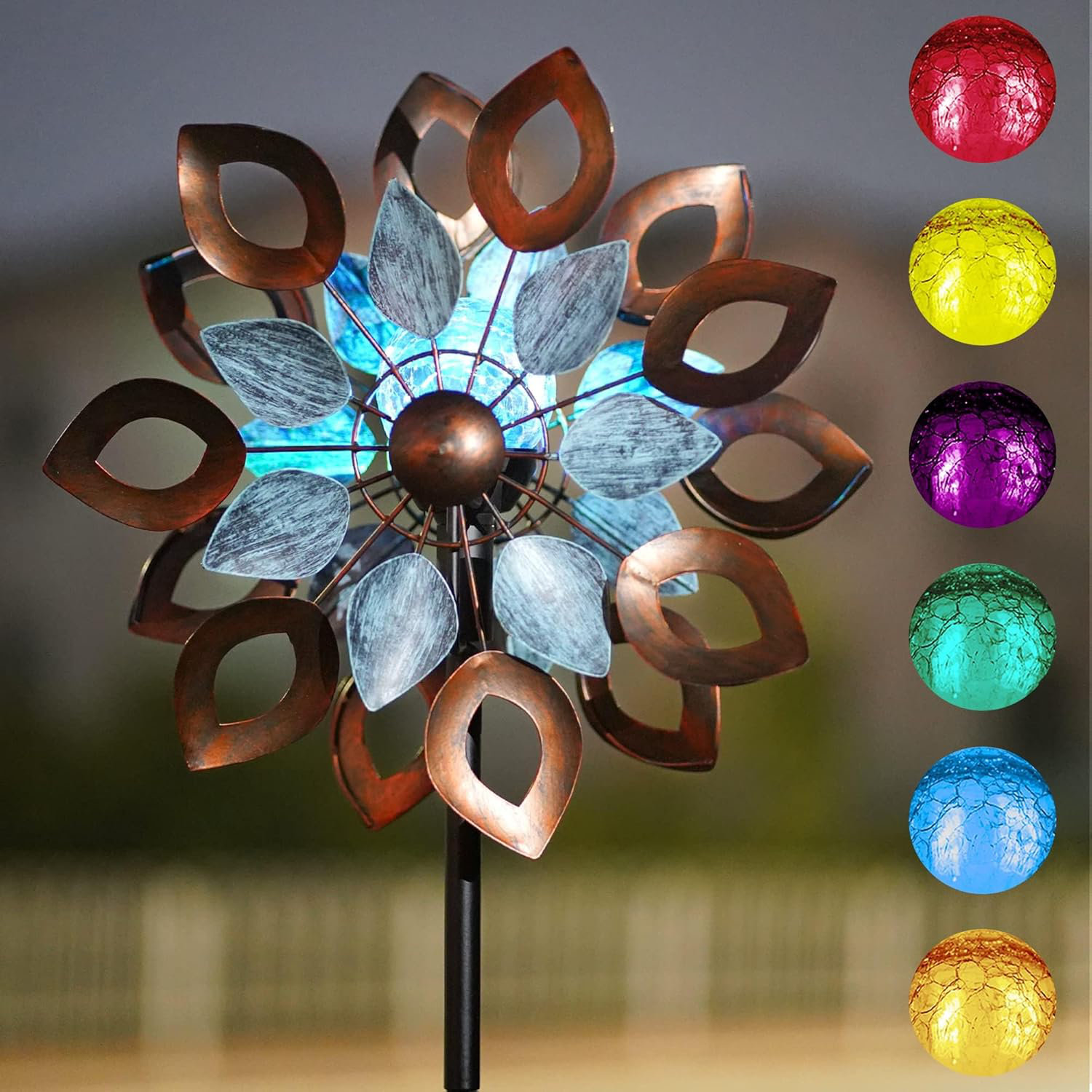 Arlmont & Co. Copper Wind Spinners Outdoor 74 Inches With Solar LED ...