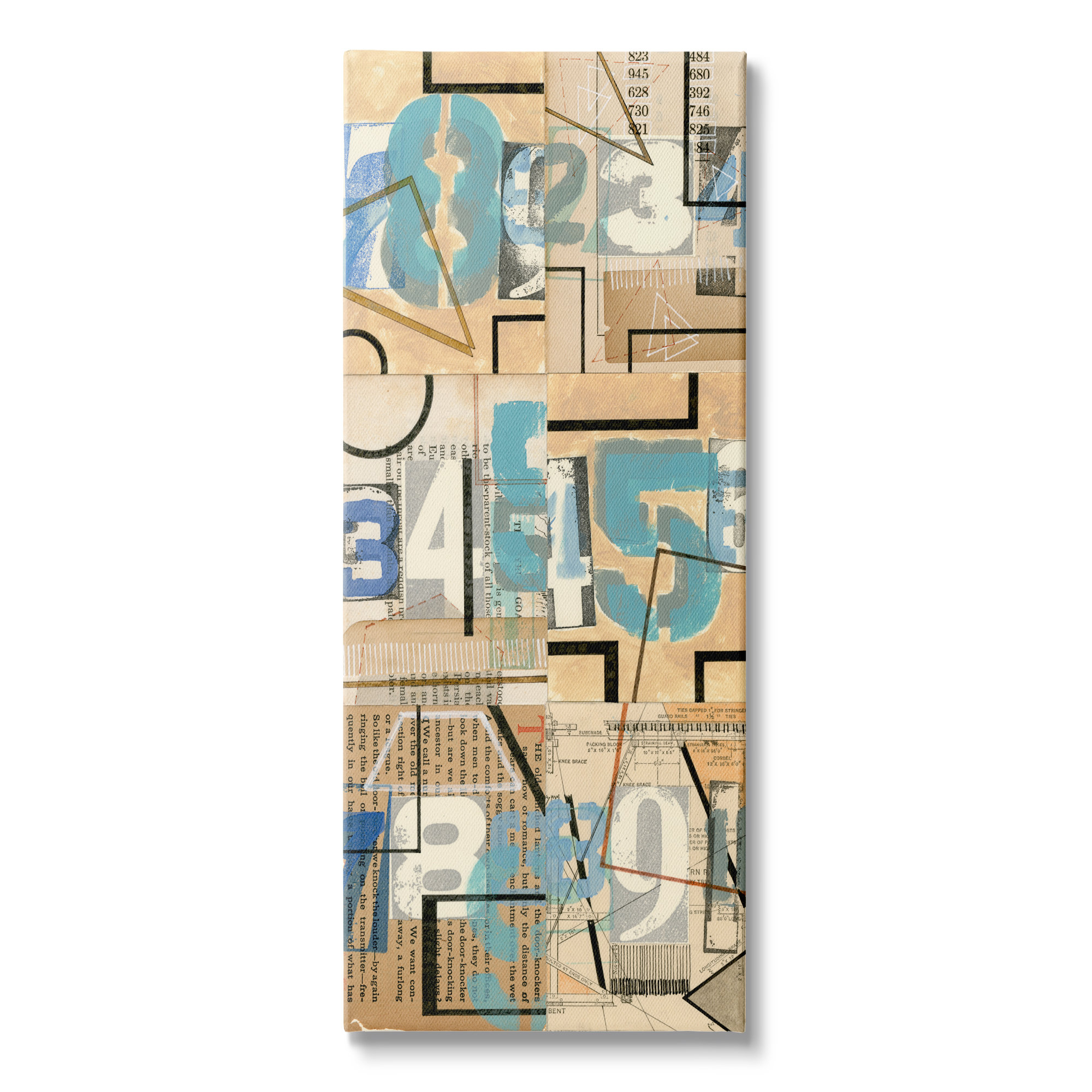 Stupell Industries Abstract Textbook Cutout Collage Bolded Numbers by ...