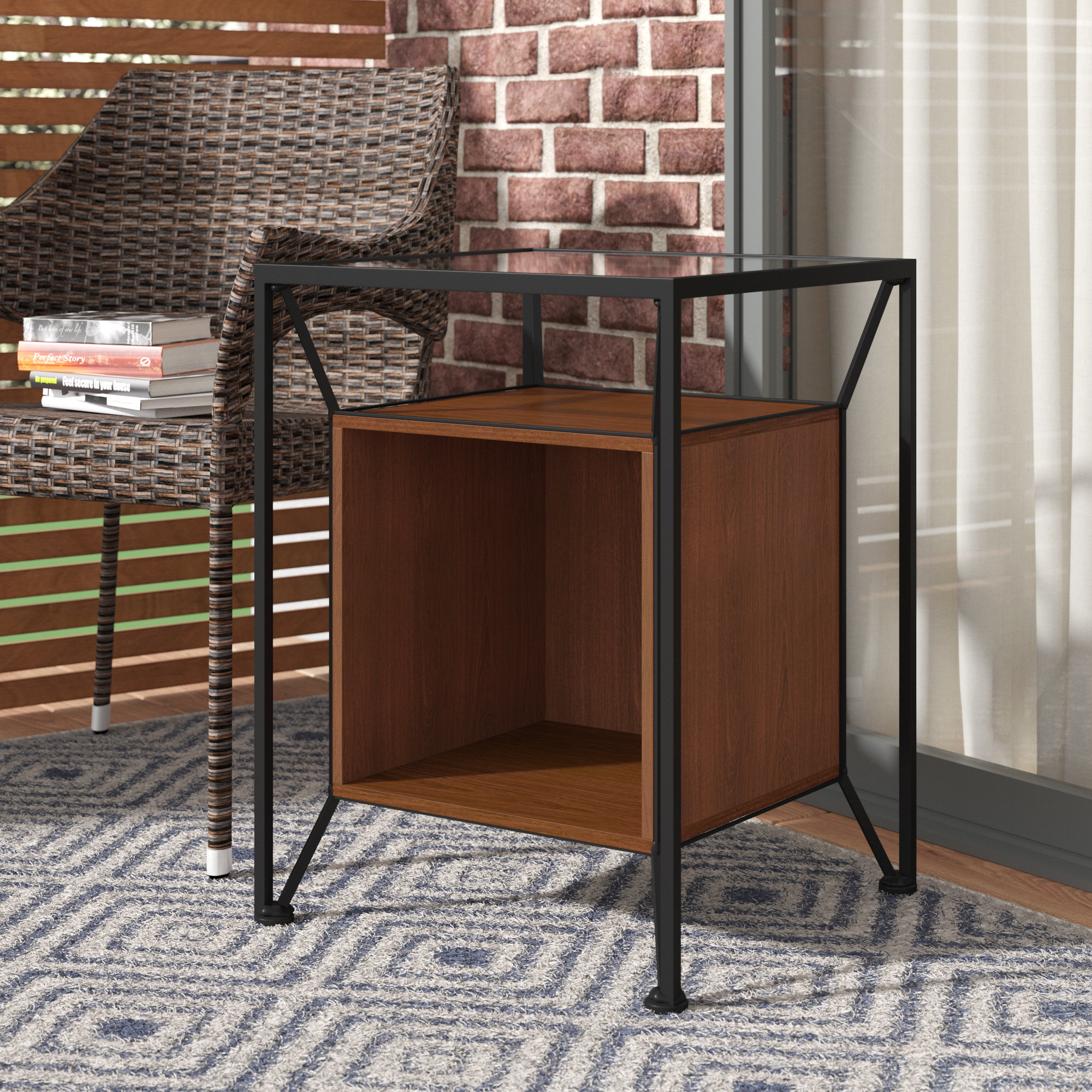 Wade Logan® Hodgson Glass End Table with Storage & Reviews | Wayfair
