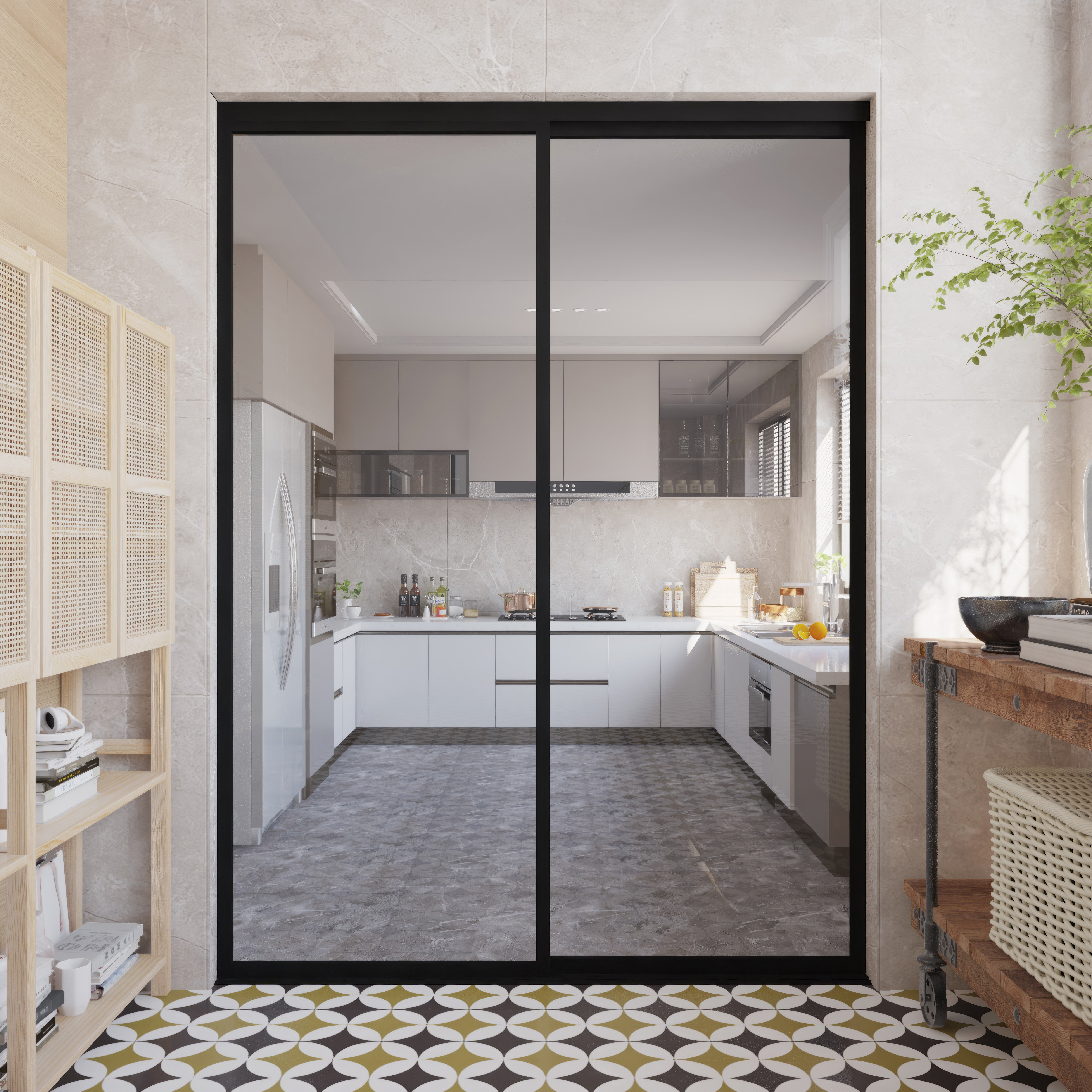 The Sliding Door Company 2 Panel Clear Glass Room Dividers - Sliding ...