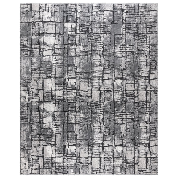 Gertmenian Imani Gael Modern Abstract Plush Charcoal/Gray/Black ...