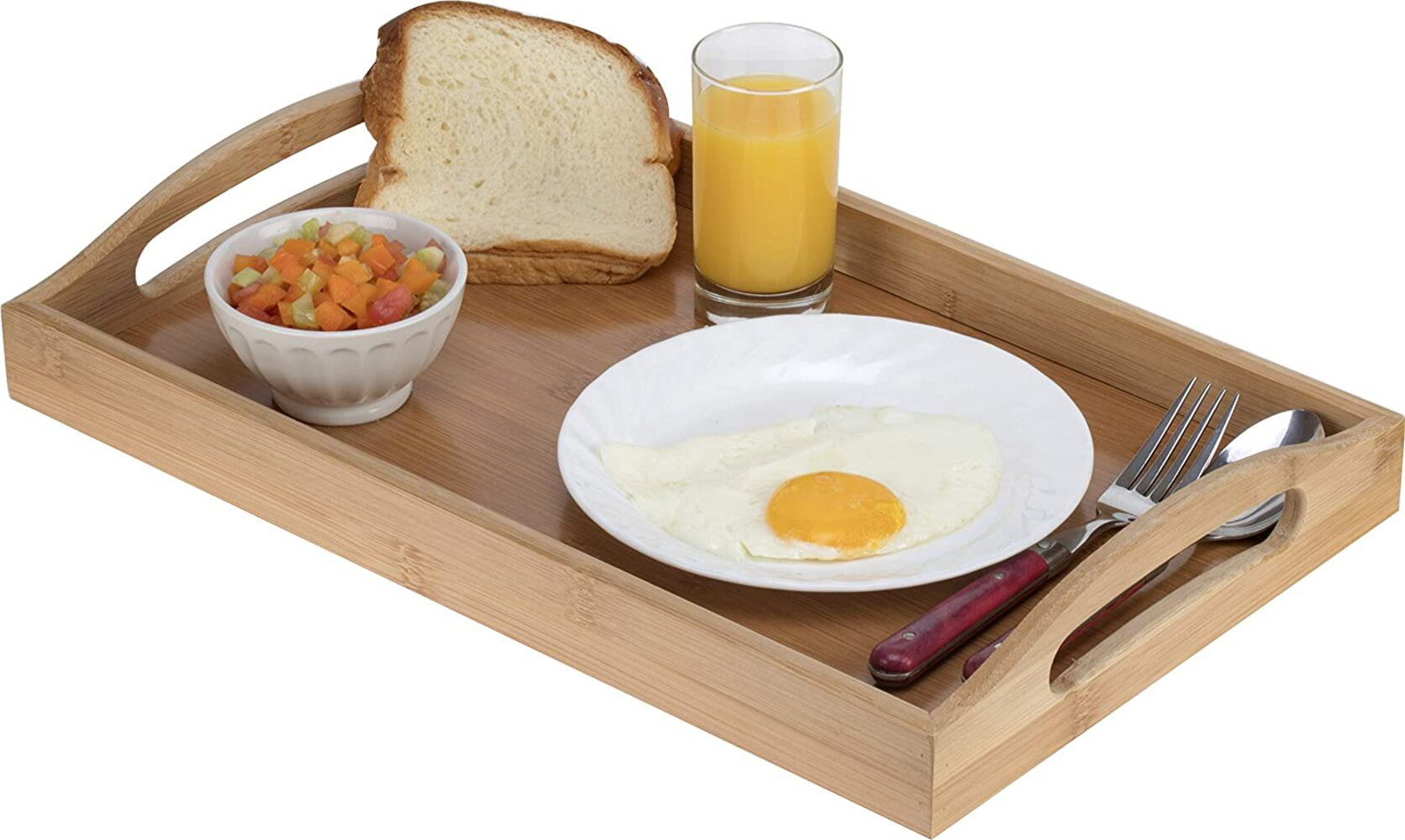 Millwood Pines Serving Tray Bamboo - Wooden Tray With Handles By ...