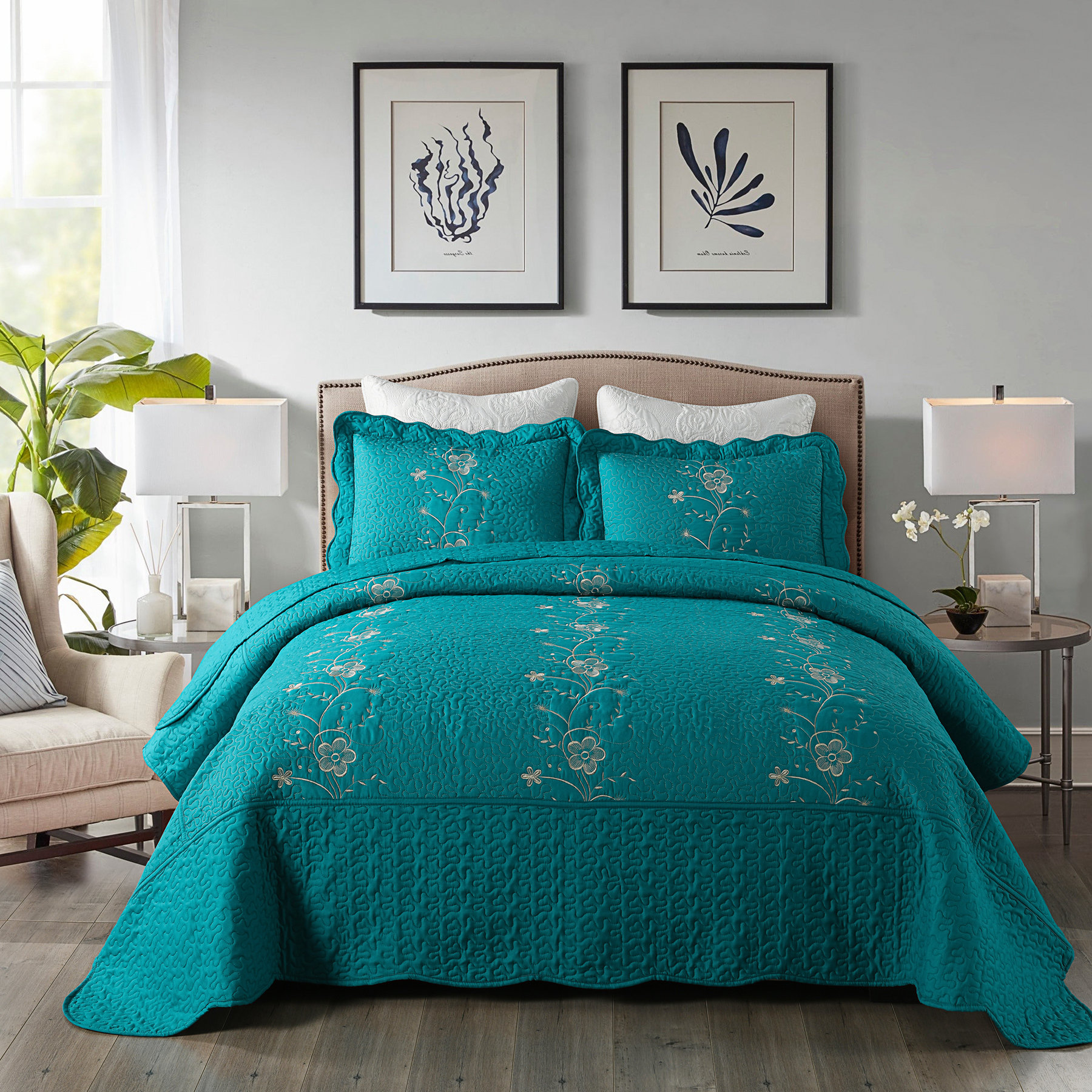 MarCielo Microfiber 3 Piece Coverlet / Bedspread Set & Reviews | Wayfair