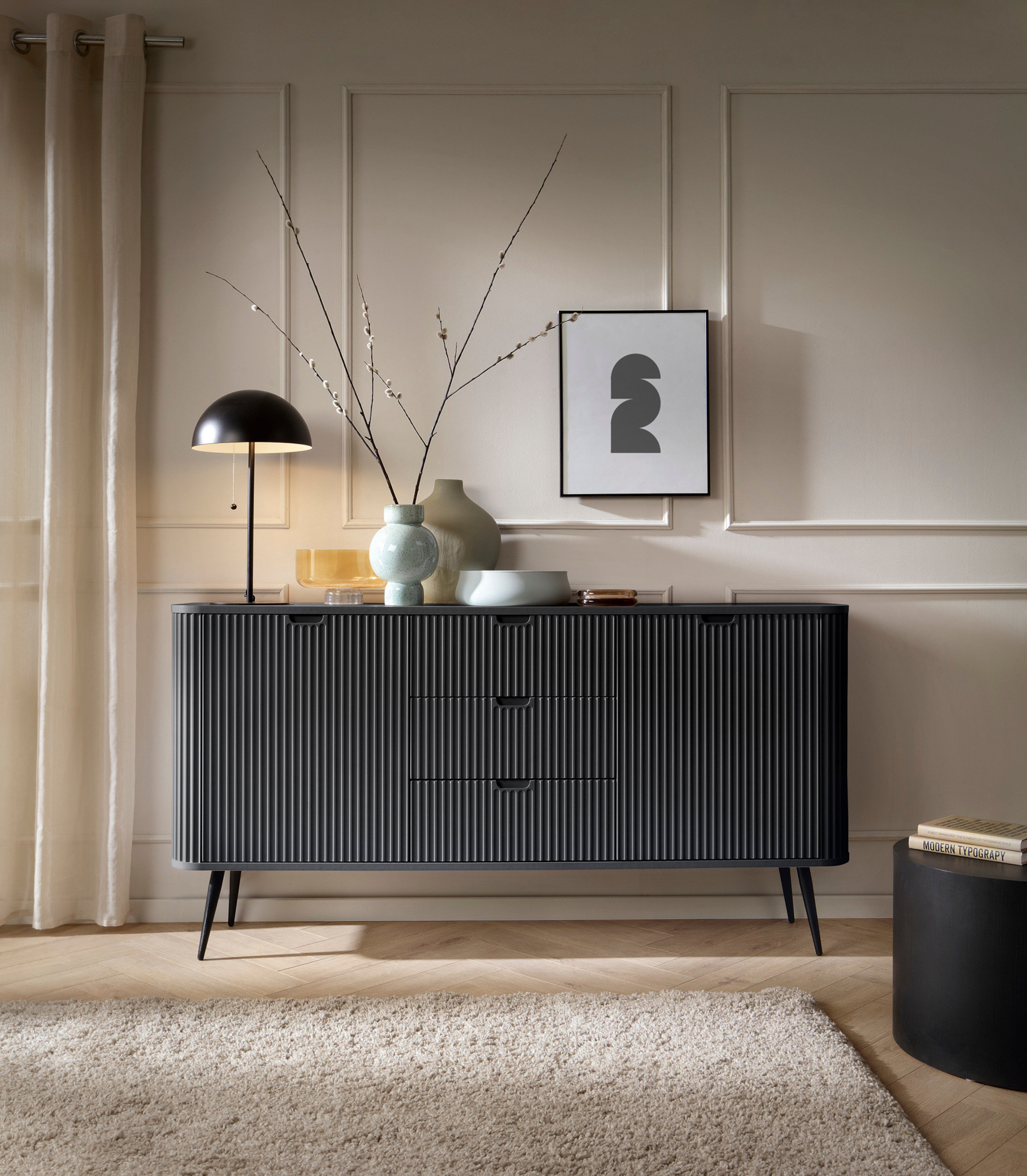 Fairmont Park Almand Two-Door Sideboard with Three Drawers and Slatted ...