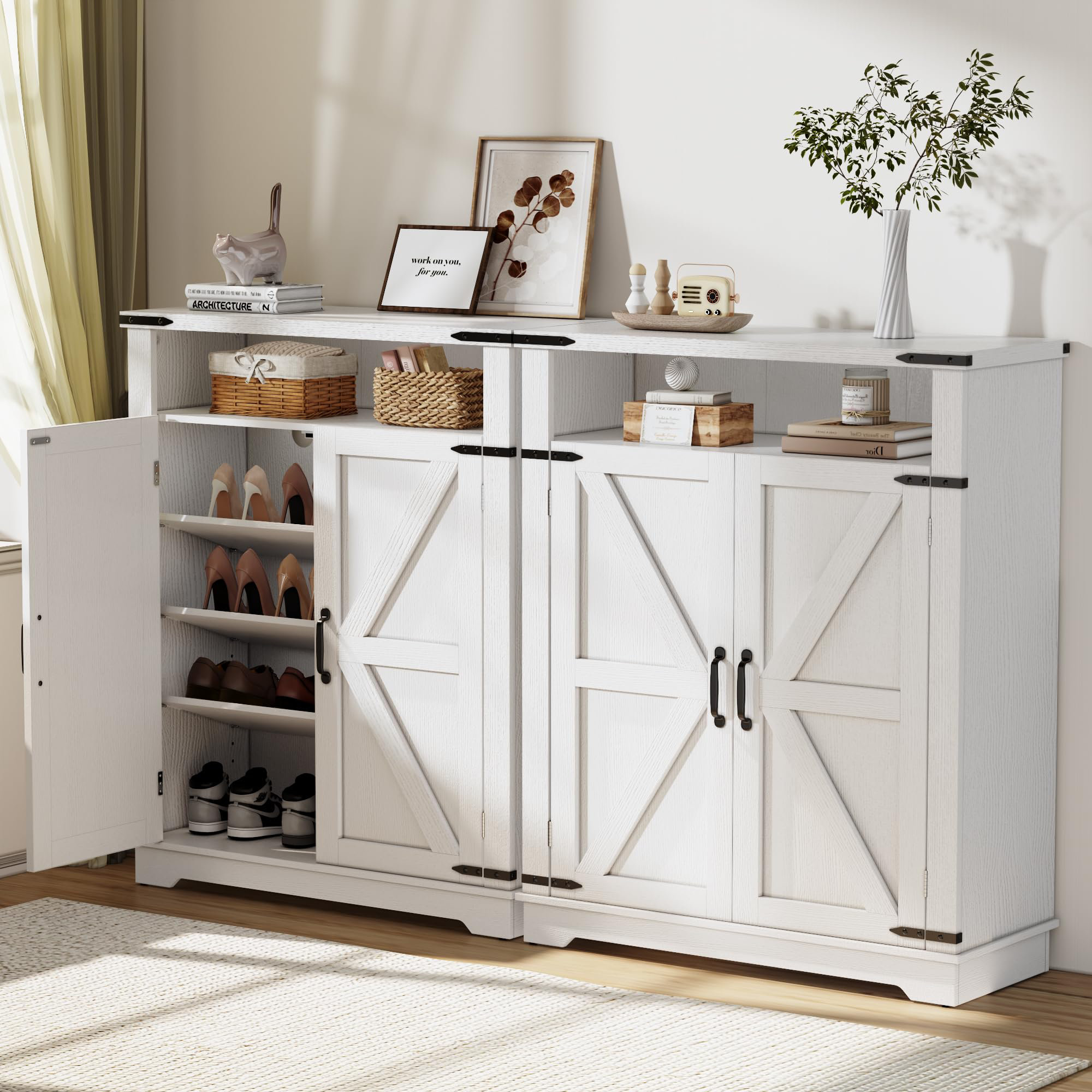 DONIVE 5-Tier Shoe Storage Cabinet, Farmhouse Shoe Rack Organizer ...